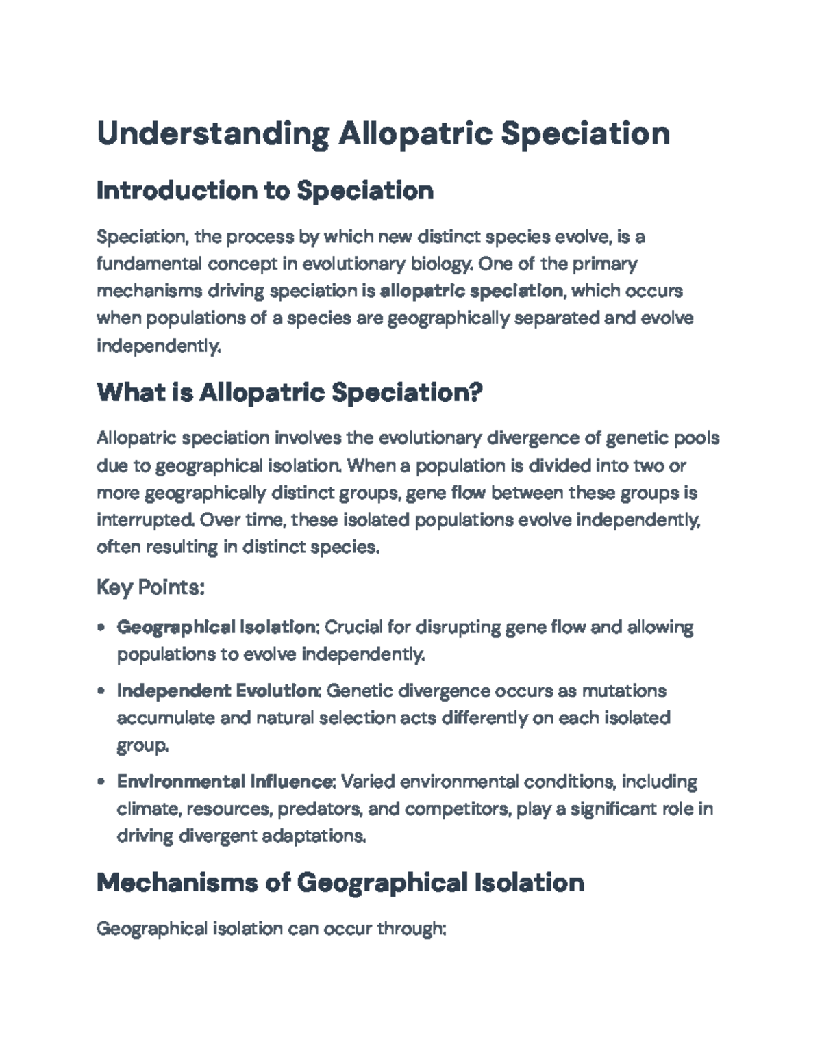 Allopatric Speciation: Mechanisms, Examples, and Evolutionary Impact ...