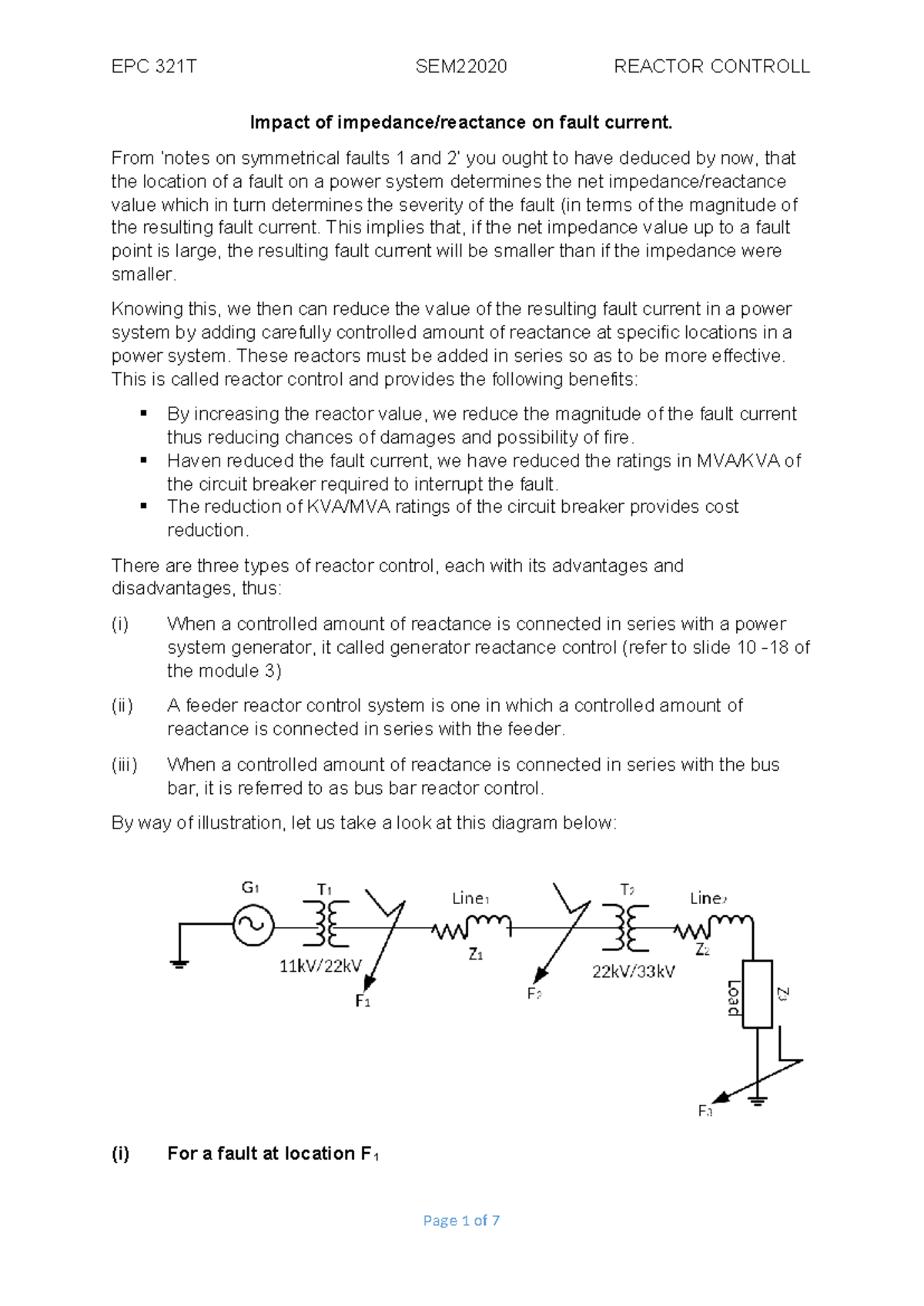EPC321TSEM22020- Notes ON Symmetrical Faults 3 - Impact of impedance ...