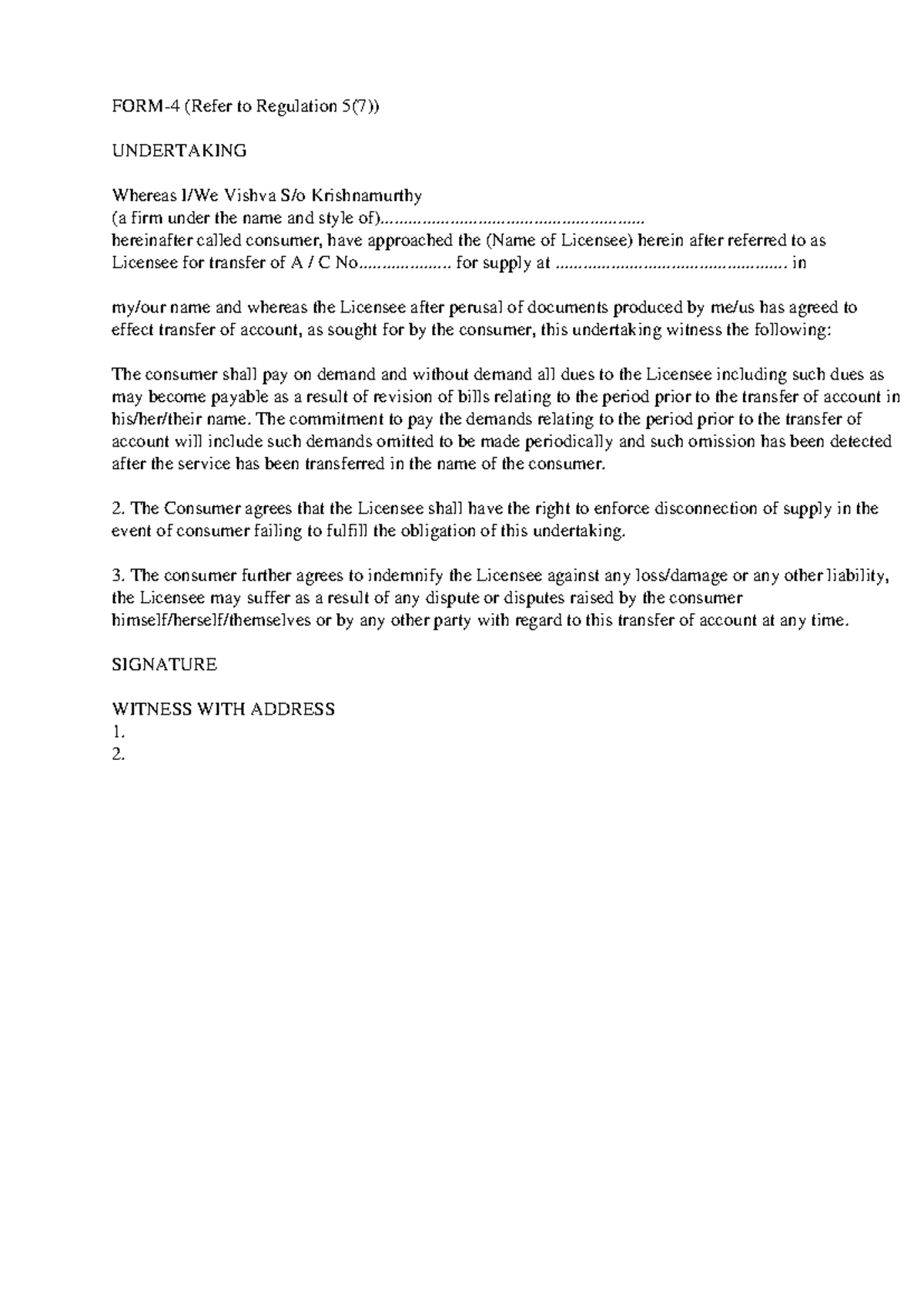 Undertaking for Account Transfer - Form 4 (NEET) - Studocu