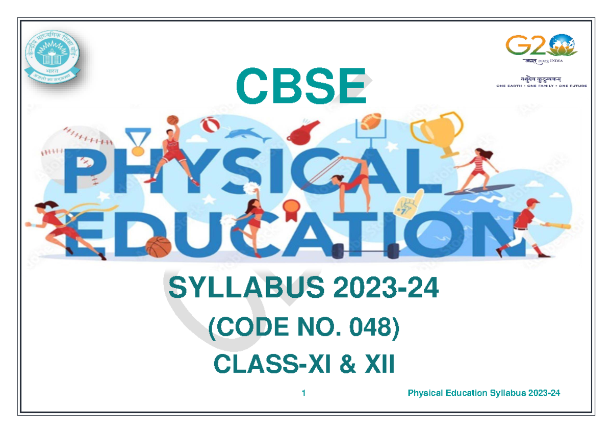 CBSE PHYSICAL EDUCATION SYLLABUS (CODE NO. 048) XII Notes - Studocu