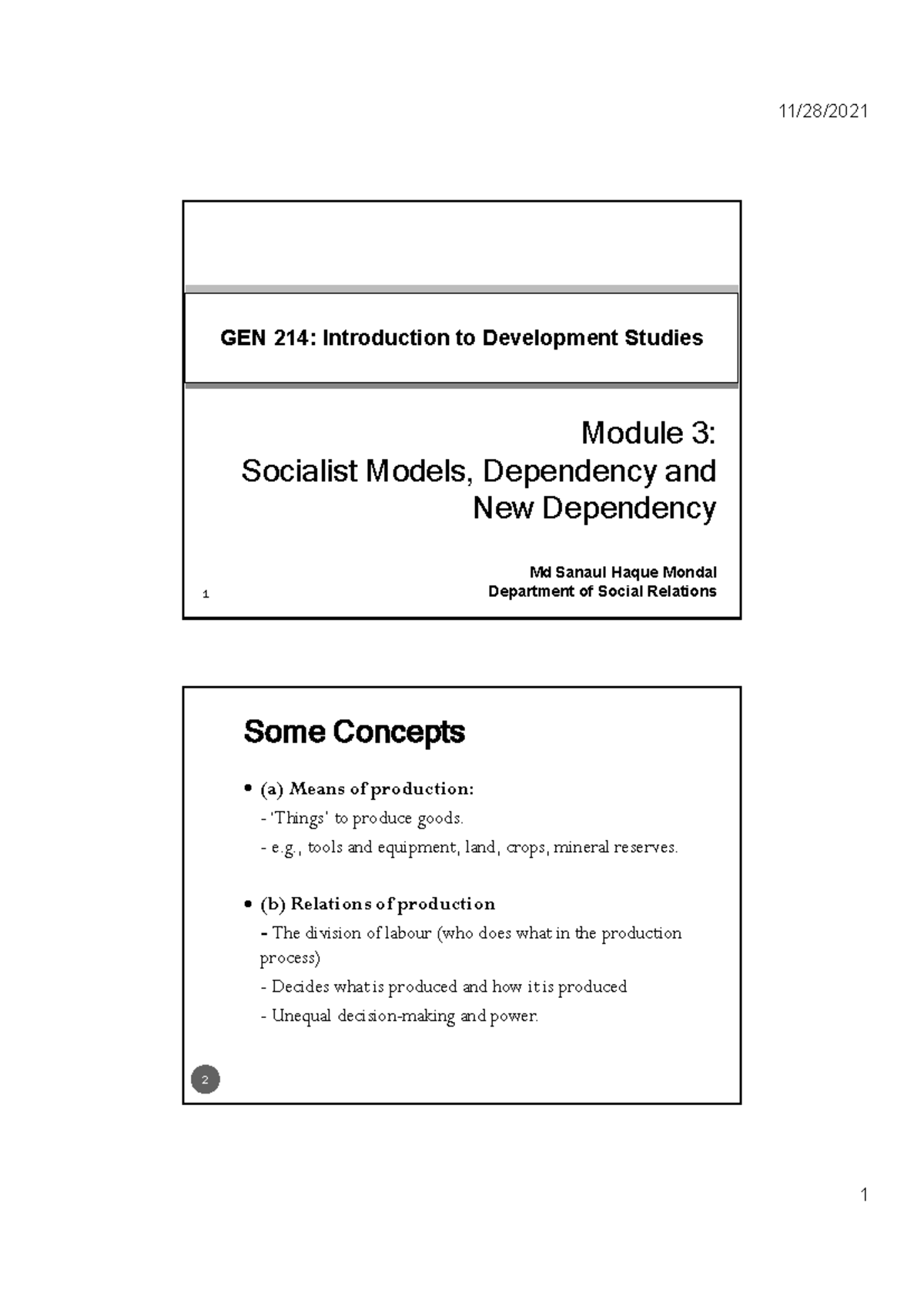 Module 3 Socialist Models, Dependency and New Dependency - 1 Module 3 ...