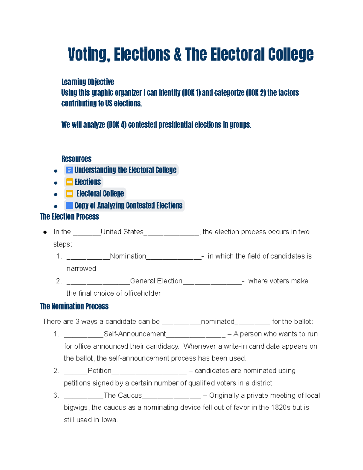 Voting & Elections: Understanding the Electoral College Process - Studocu