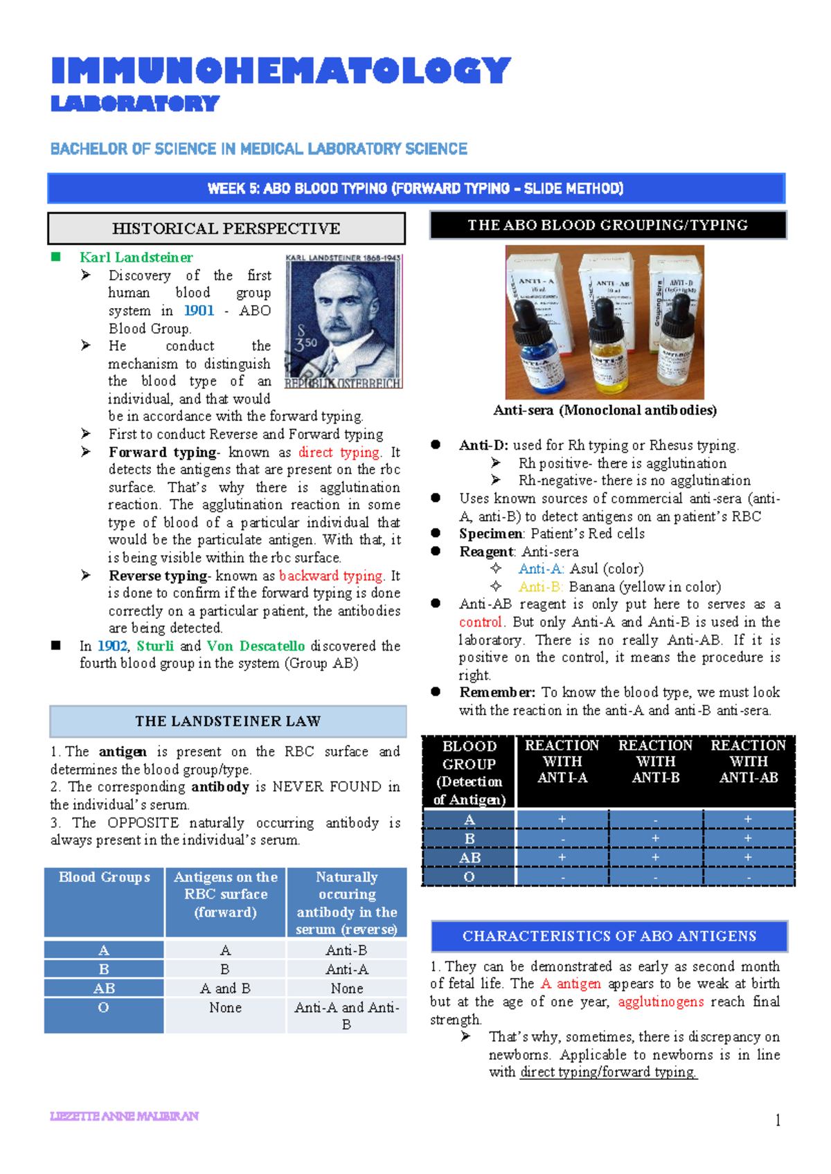 IMHM311LAB-WEEK-5 - ABO FORWARD TYPING- SLIDE METHOD - LIEZETTE ANNE ...
