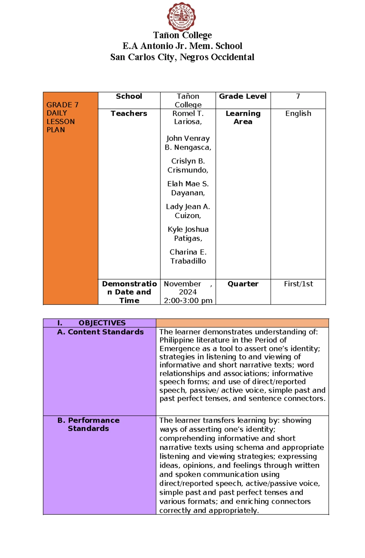 CRITIQUE OF G5 ENGLISH LESSON PLAN: DESCRIPTIVE WRITING Evaluation ...