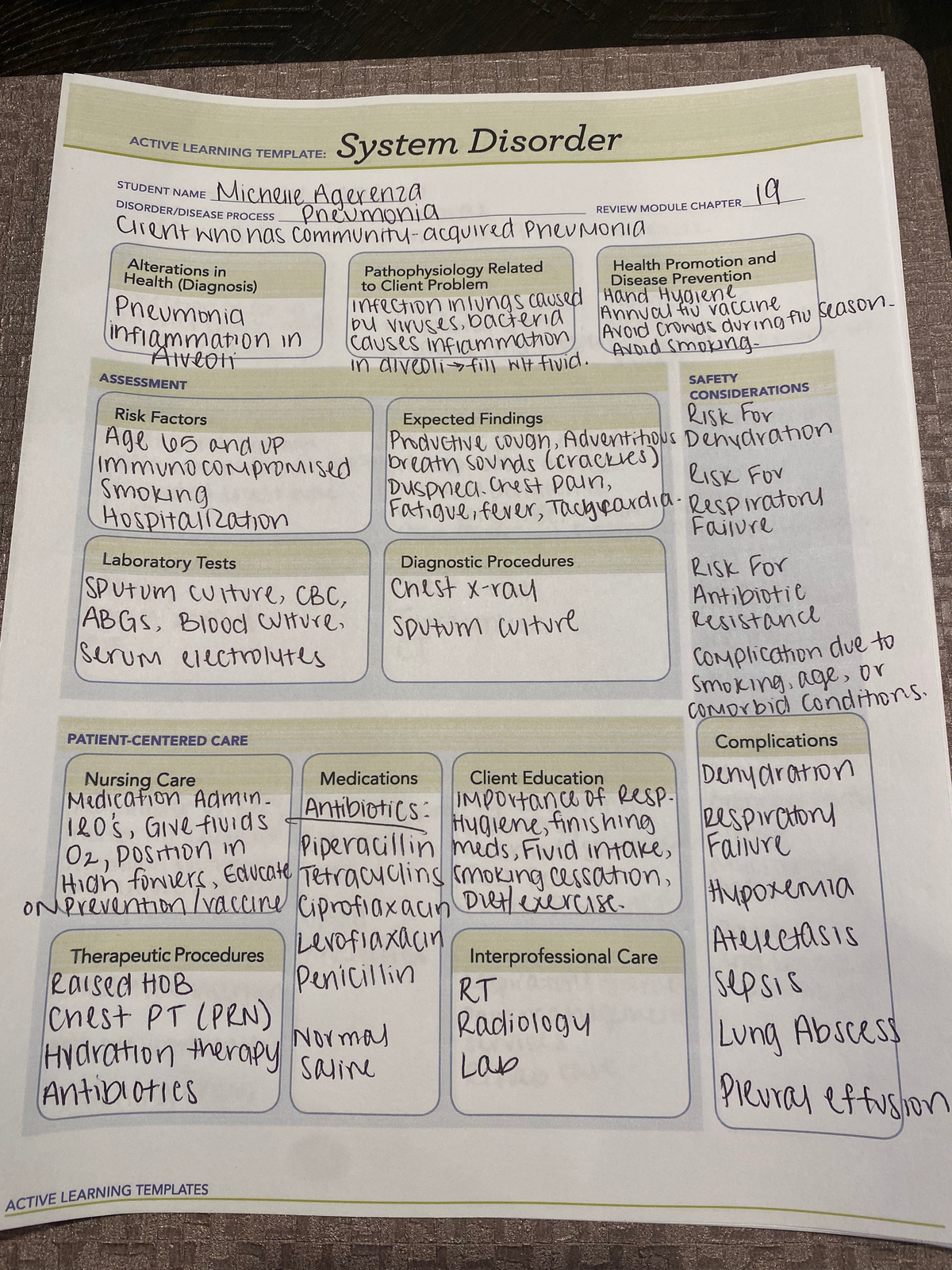 ATI Pneumonia: Active Learning Template Notes and Care Strategies - Studocu