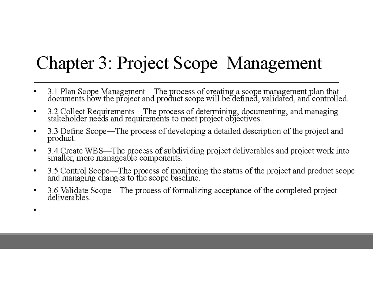 Chapter 3: Project Scope Management (C3) - Key Processes and Techniques ...
