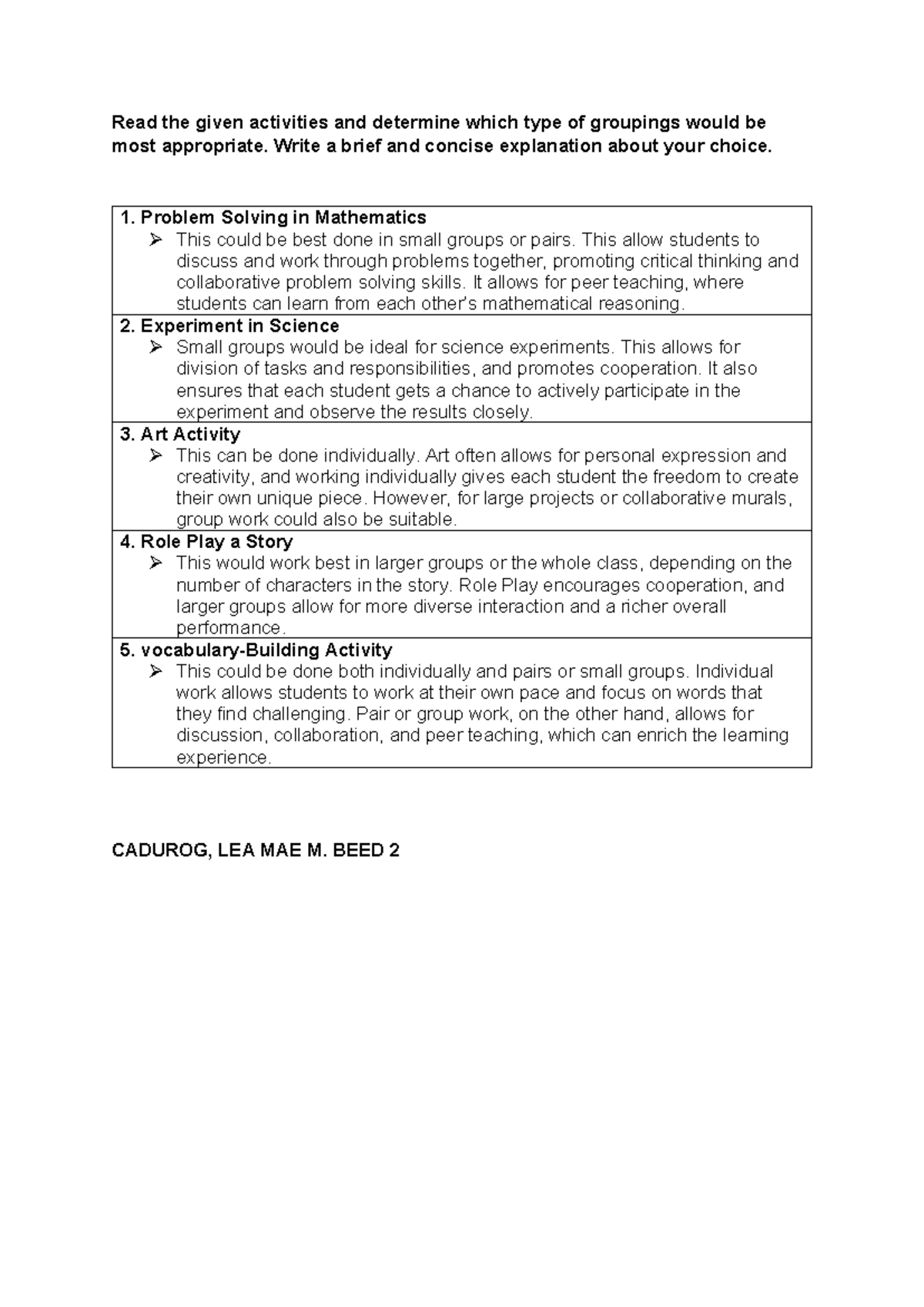 Effective Grouping Strategies for Multigrade Teaching (CADUROG) - Studocu