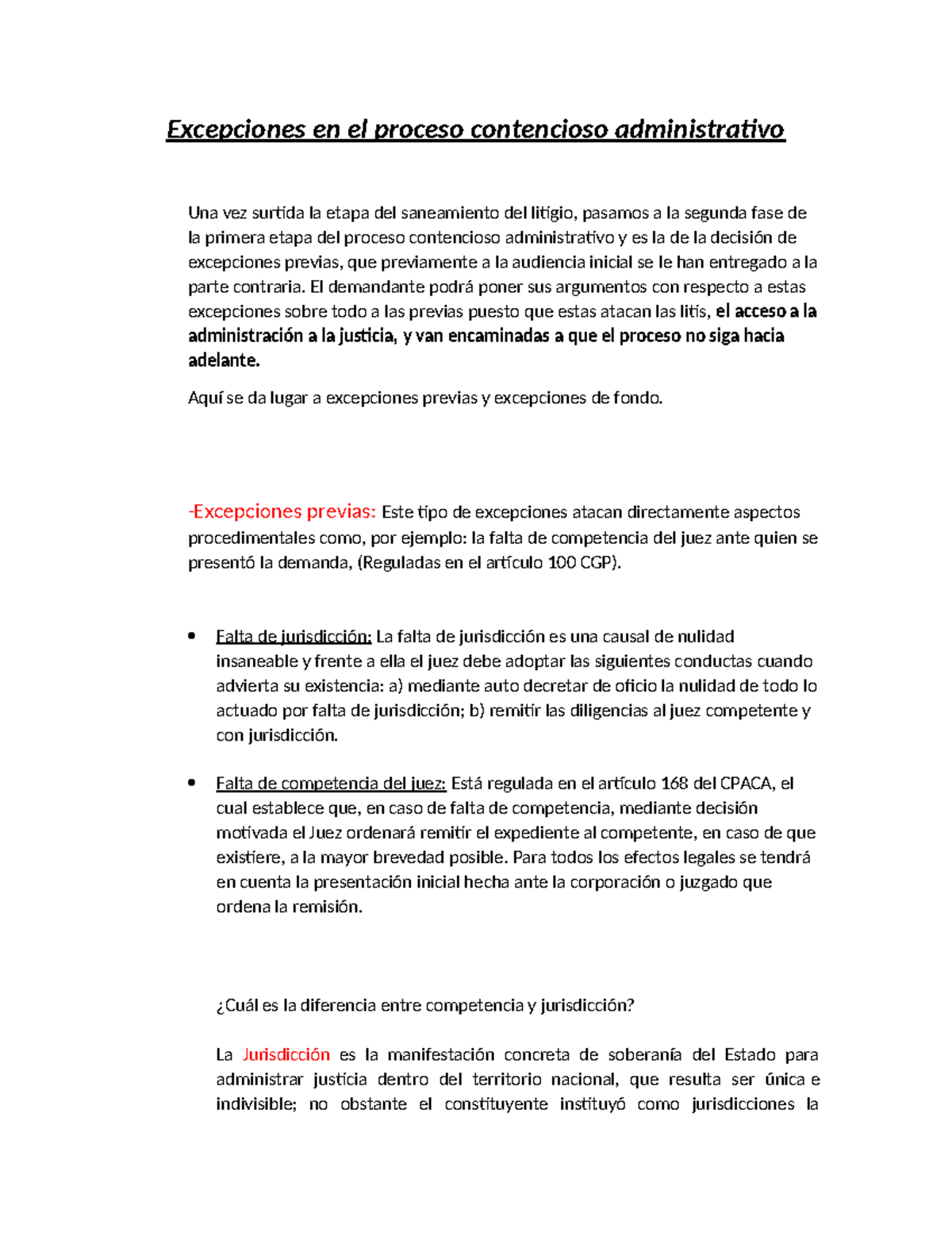 Excepciones Previas en el Proceso Contencioso Administrativo (CPACA ...