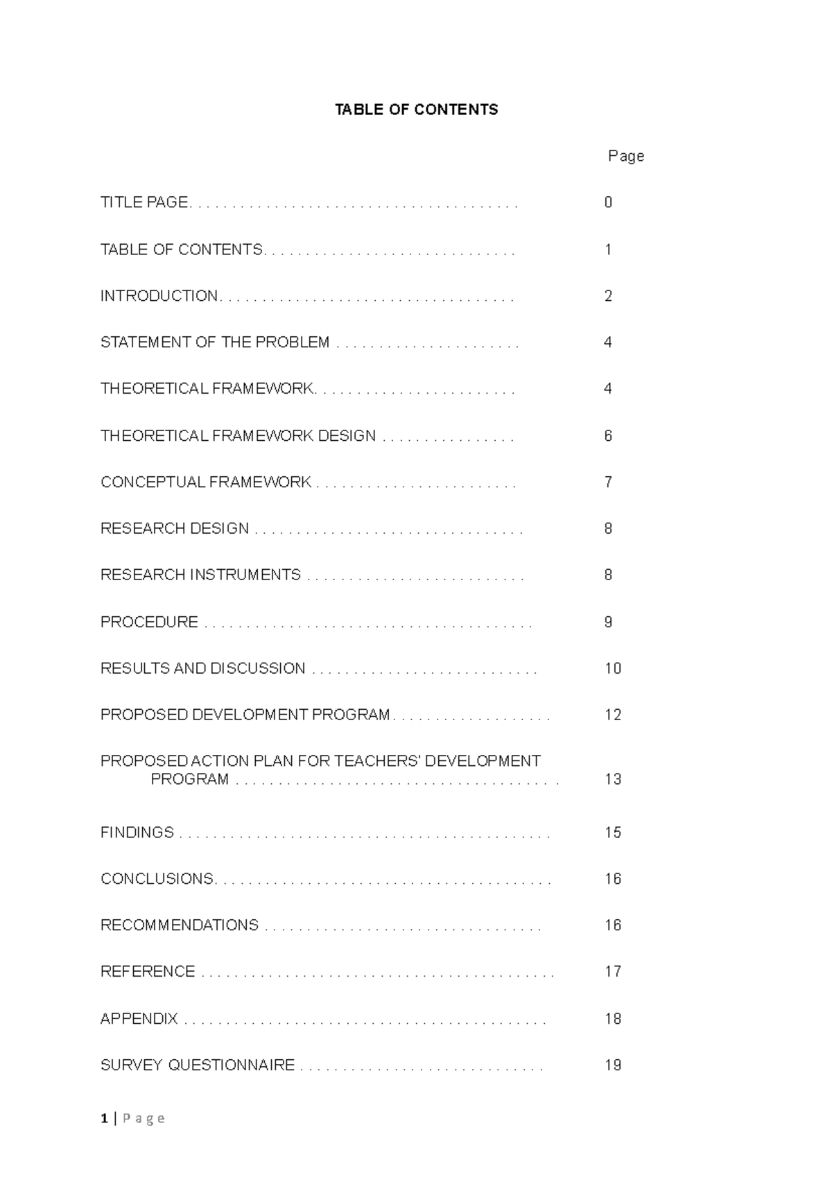MY Action Research 2019 COT-RPMS Revision JOG - TABLE OF CONTENTS ...