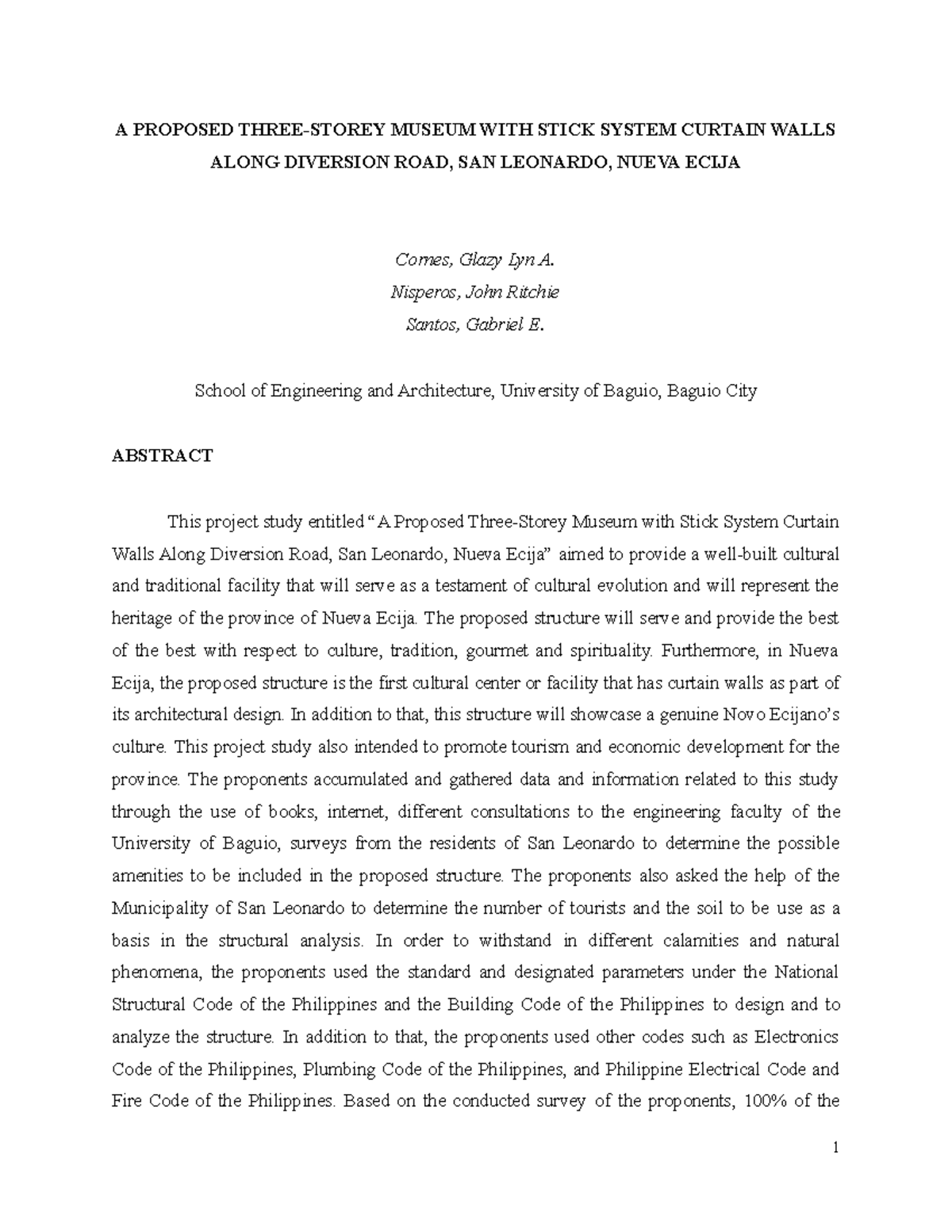 Proposed Three-Storey Museum Design with Stick System Curtain Walls ...