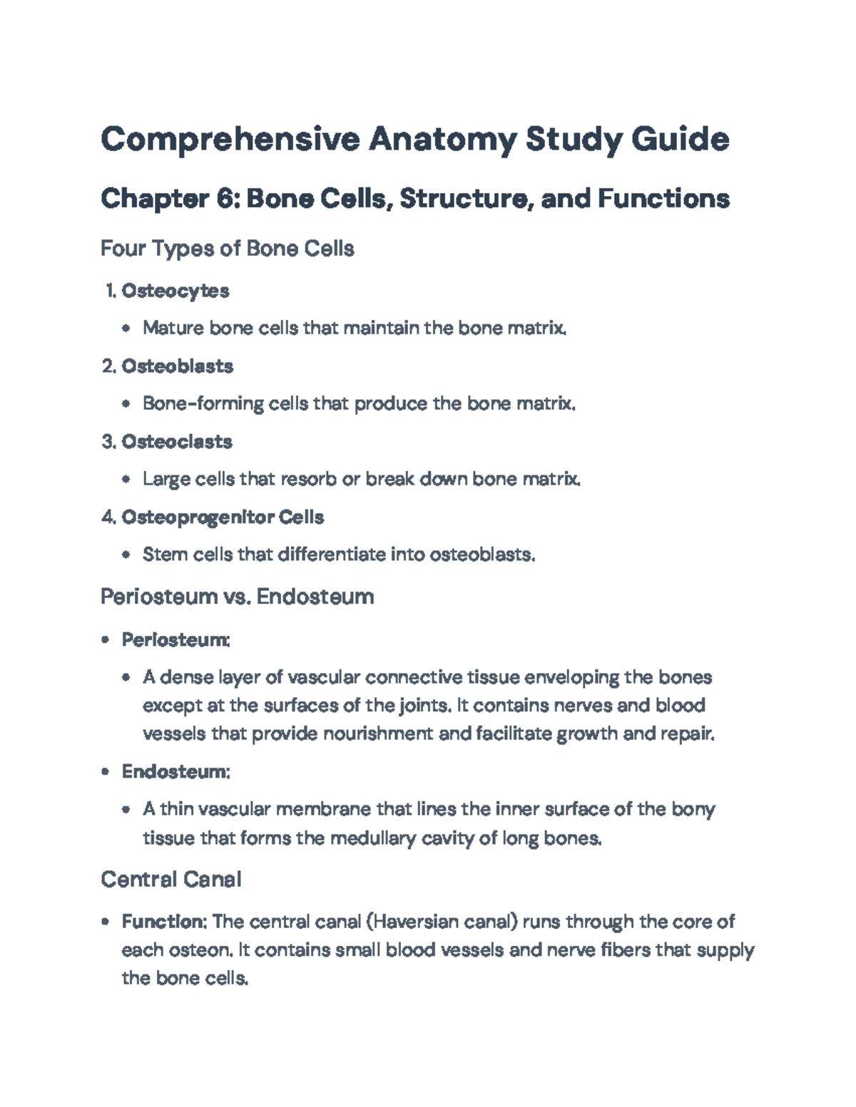 Anatomy Study Guide (BIO101): Bone & Muscle Concepts (Chapters 6-10 ...