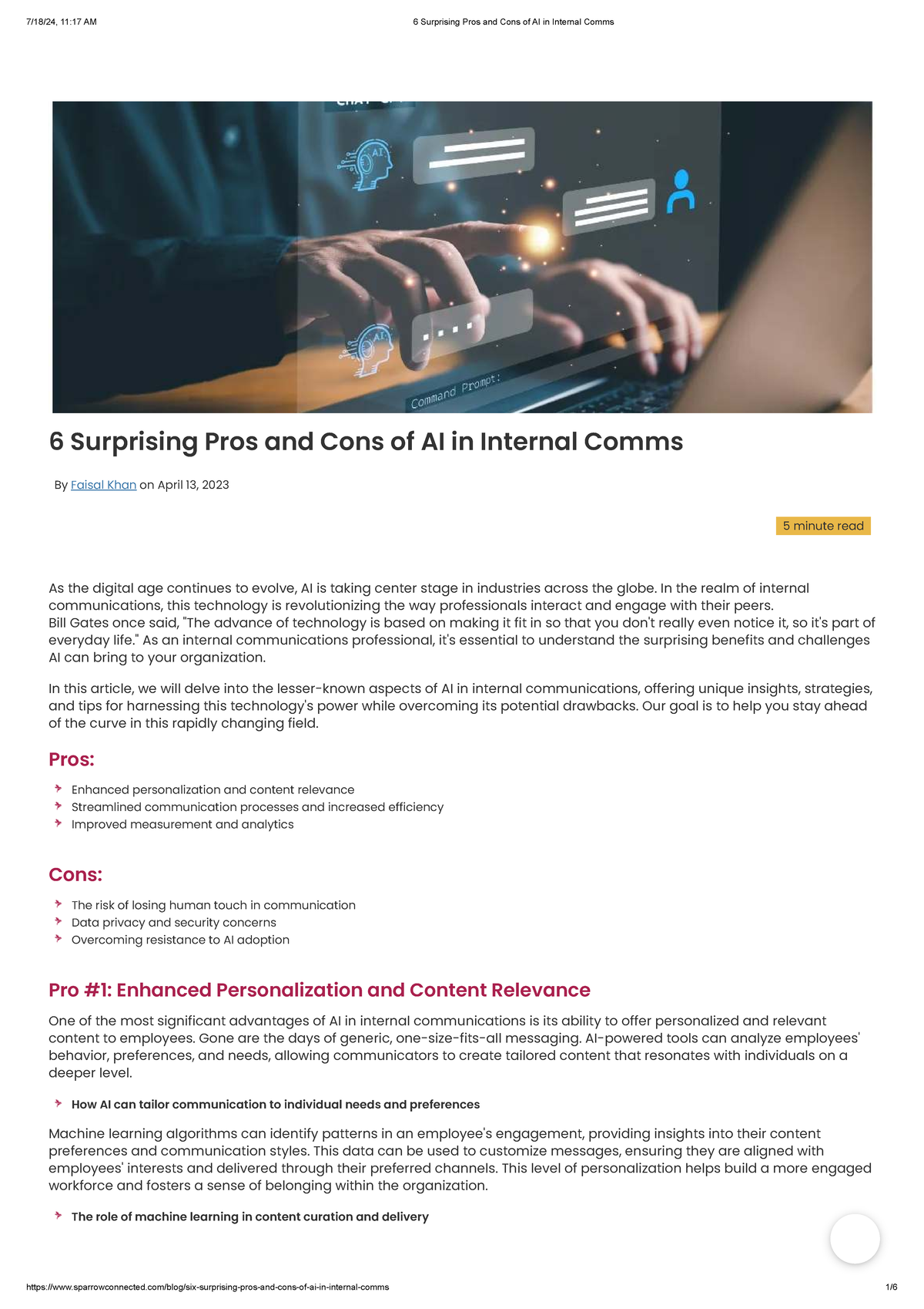 6 Surprising Pros and Cons of AI in Internal Comms: Insights & Strategies - Studocu