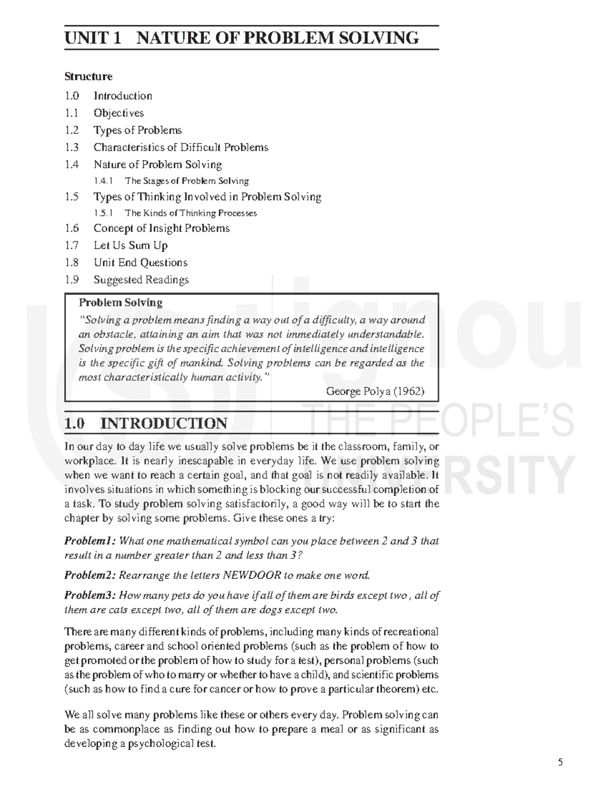 Nature of Problem Solving in Human Cognition (PSY 101) - Studocu