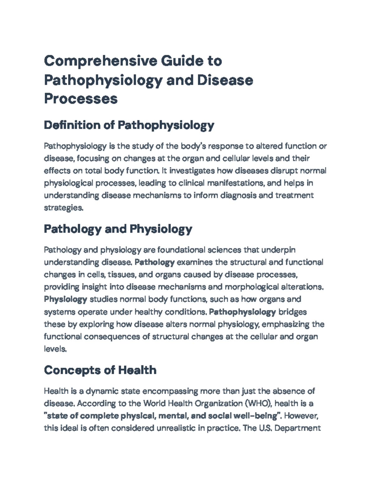 Comprehensive Pathophysiology & Disease Processes Overview - Studocu