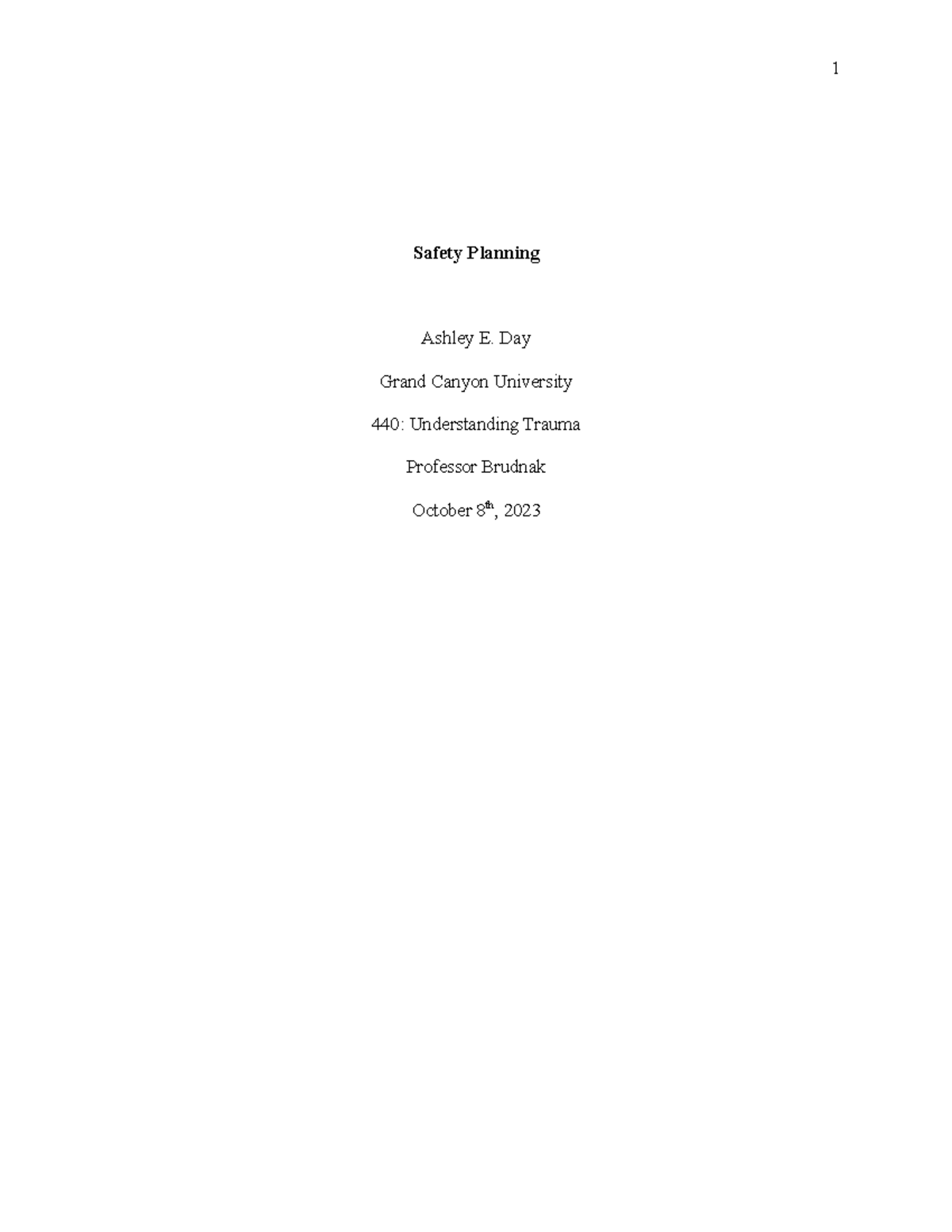 Personalized Safety Plan for DV Survivors - GCU 440 Final Exam Notes ...
