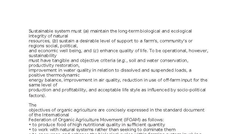Sustainable Agriculture: Principles and Practices for IFS - Studocu