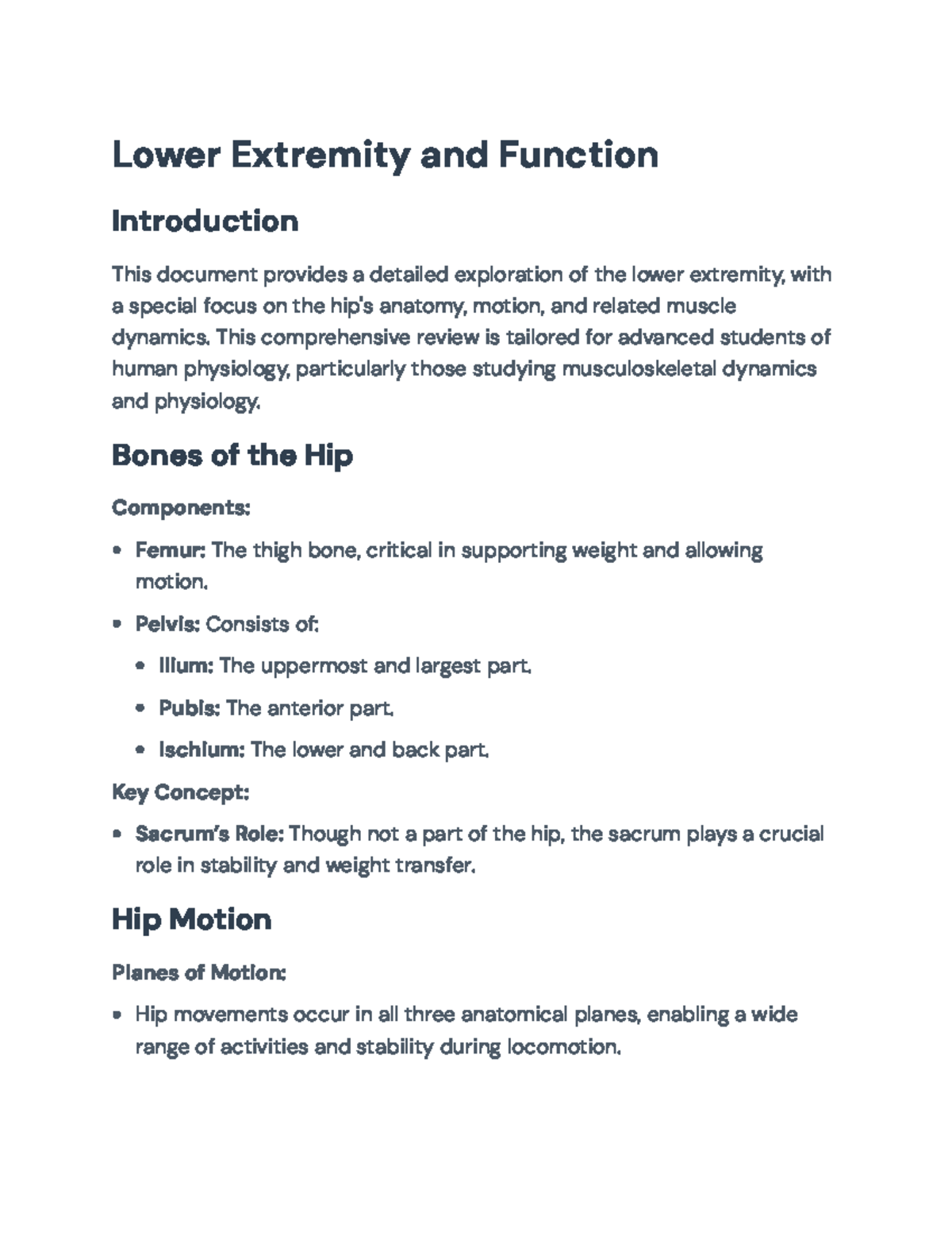 Understanding Lower Extremity & Hip Function in Human Physiology (PHYS ...