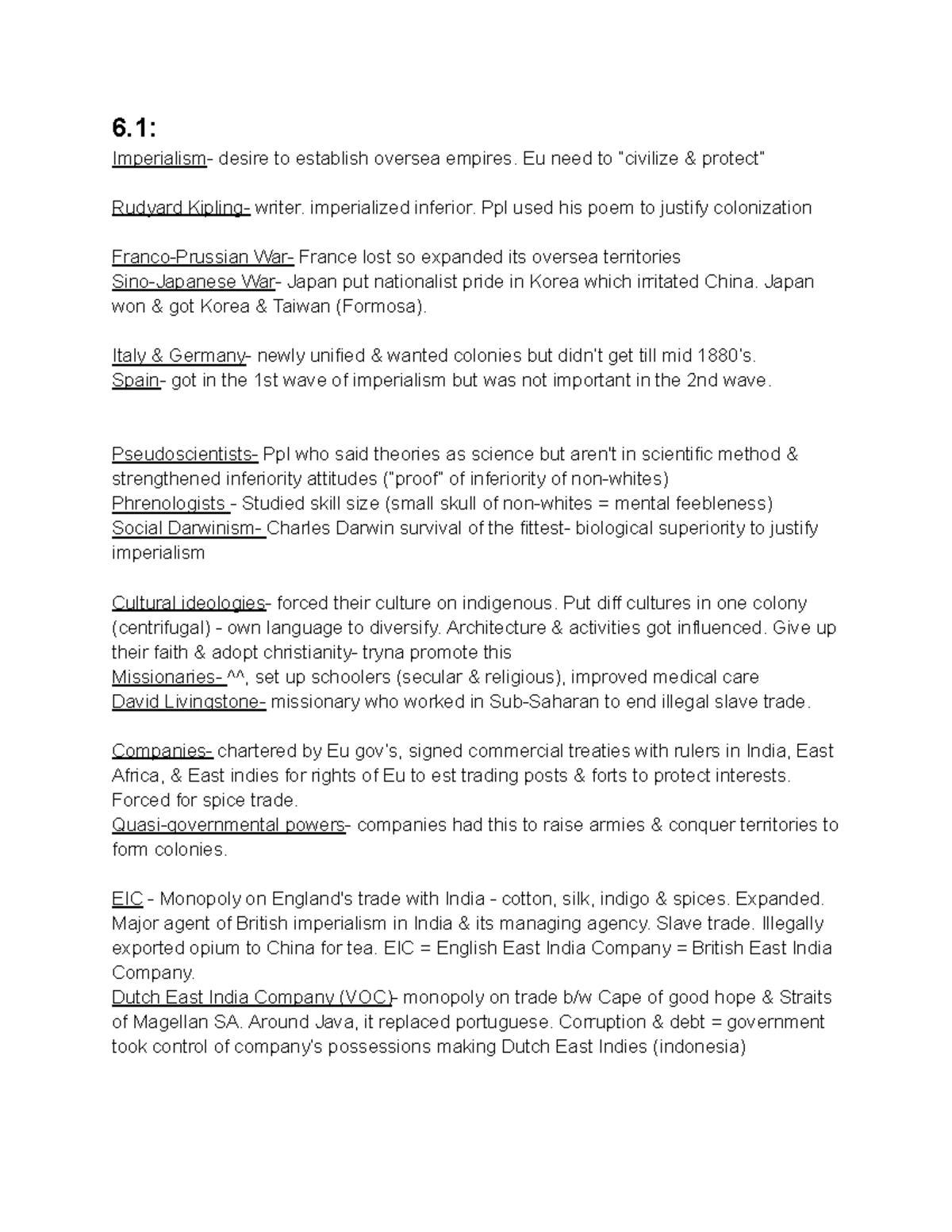 Unit 6 - AP World History: Key Notes on Imperialism and Colonialism ...