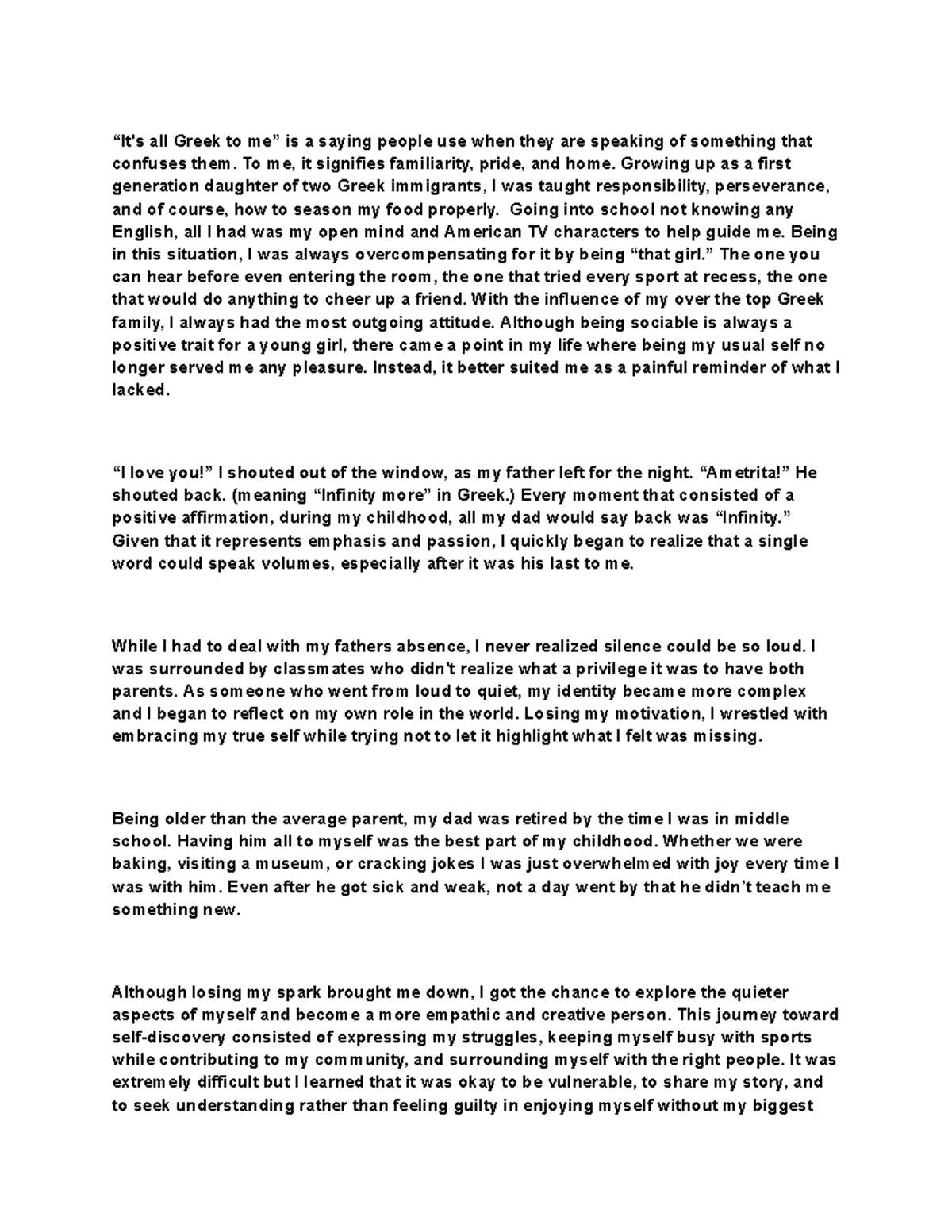 Cuny essay 1 - my hunter esssay - “It's all Greek to me” is a saying ...