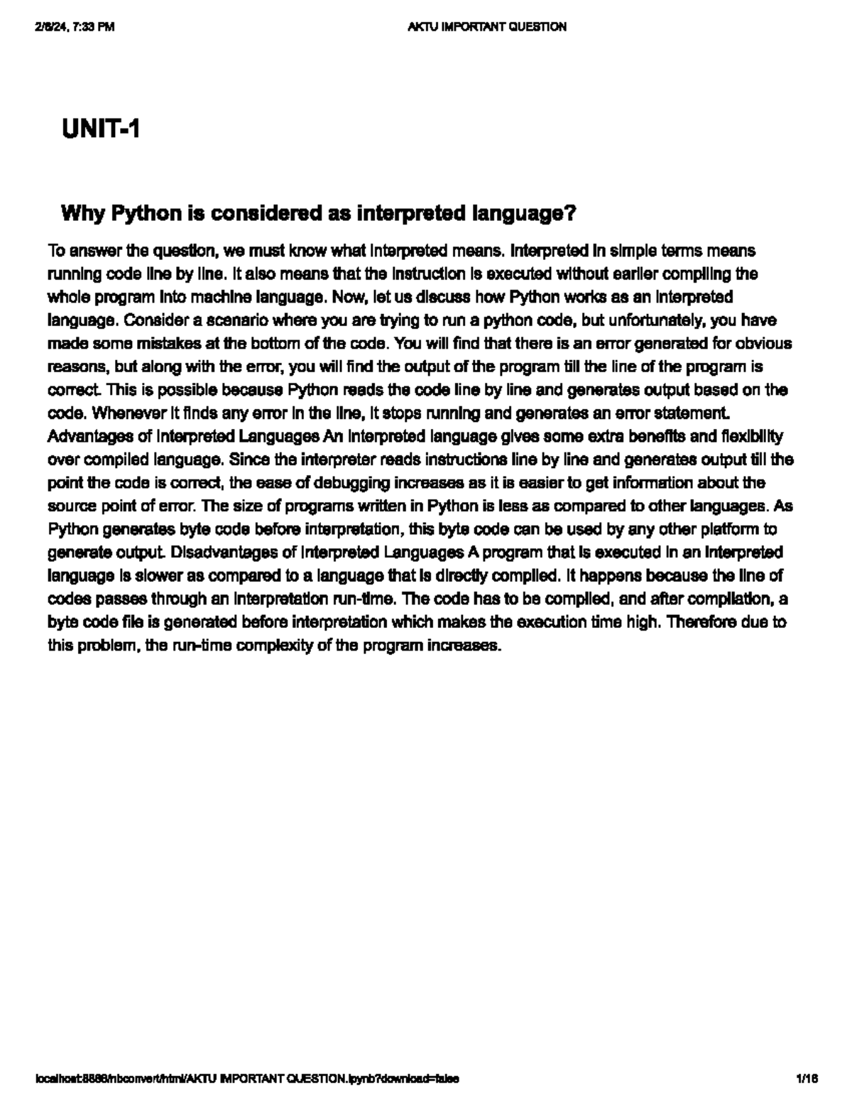 Python 7:33 PM AKTU Important Questions for Unit Exam Preparation - Studocu