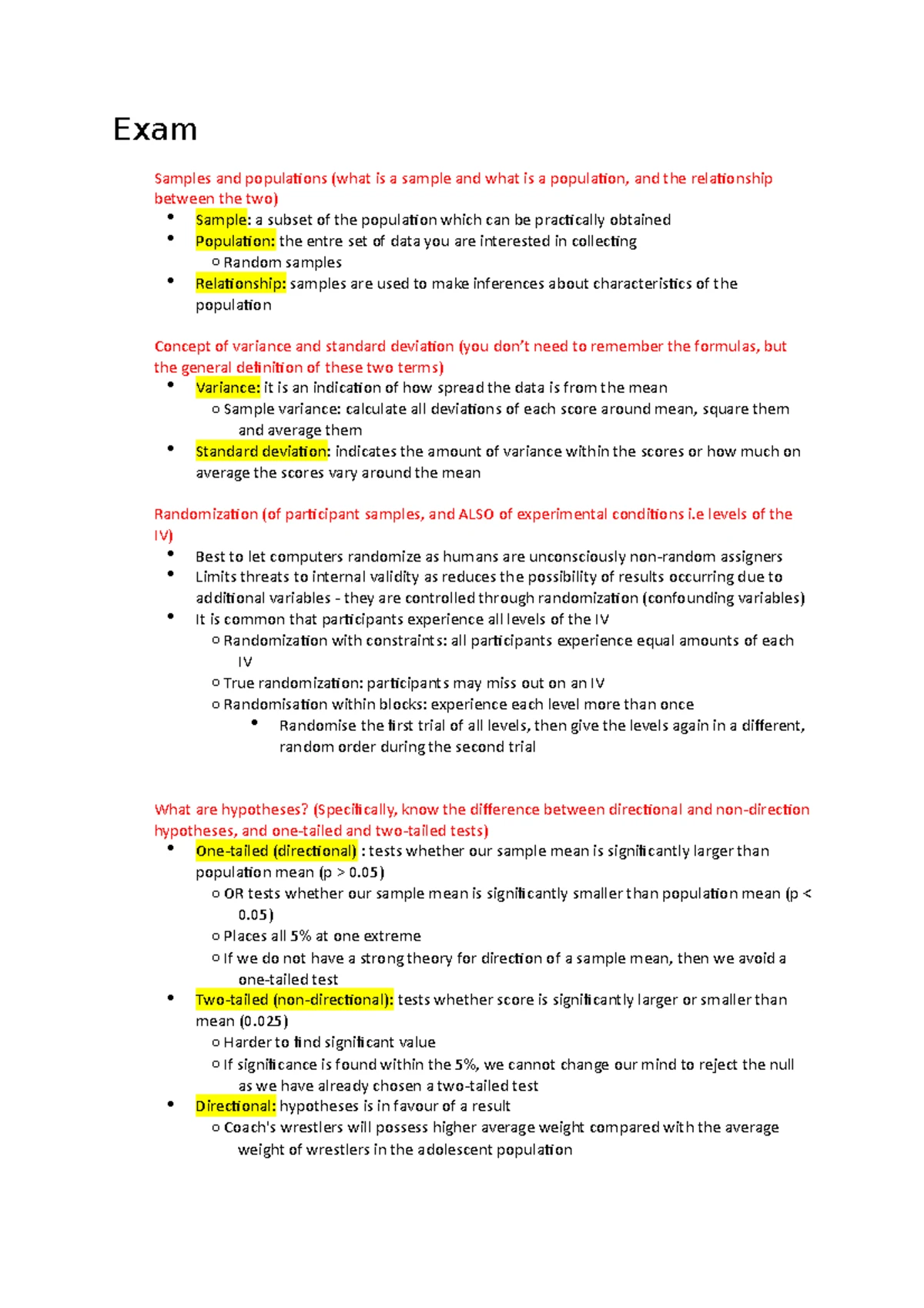 Semester notes for Experimental Design and Analysis - Semester notes ...