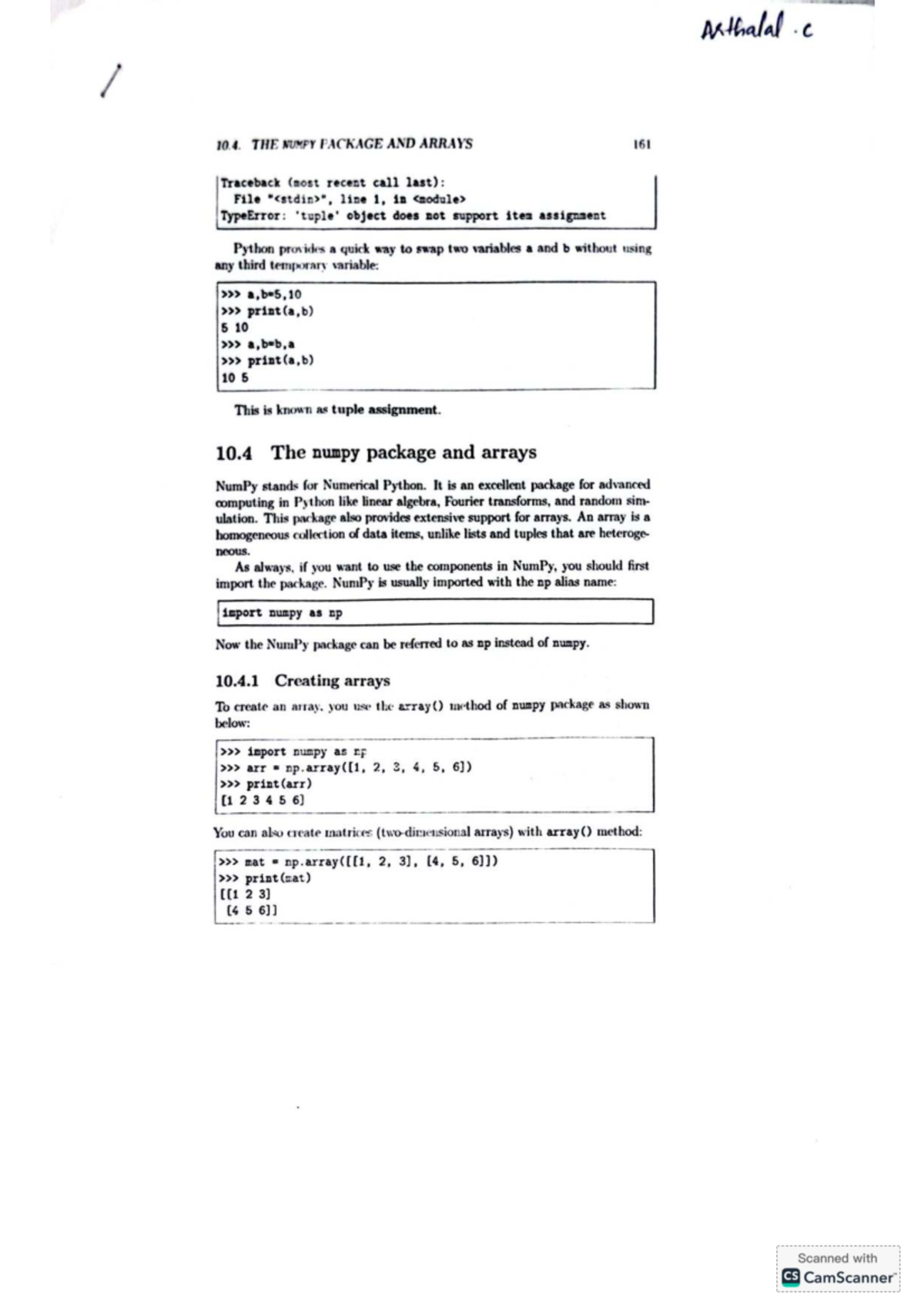 CS 10.4 & 11.4: NumPy Arrays, Sets, and Dictionaries Overview - Studocu