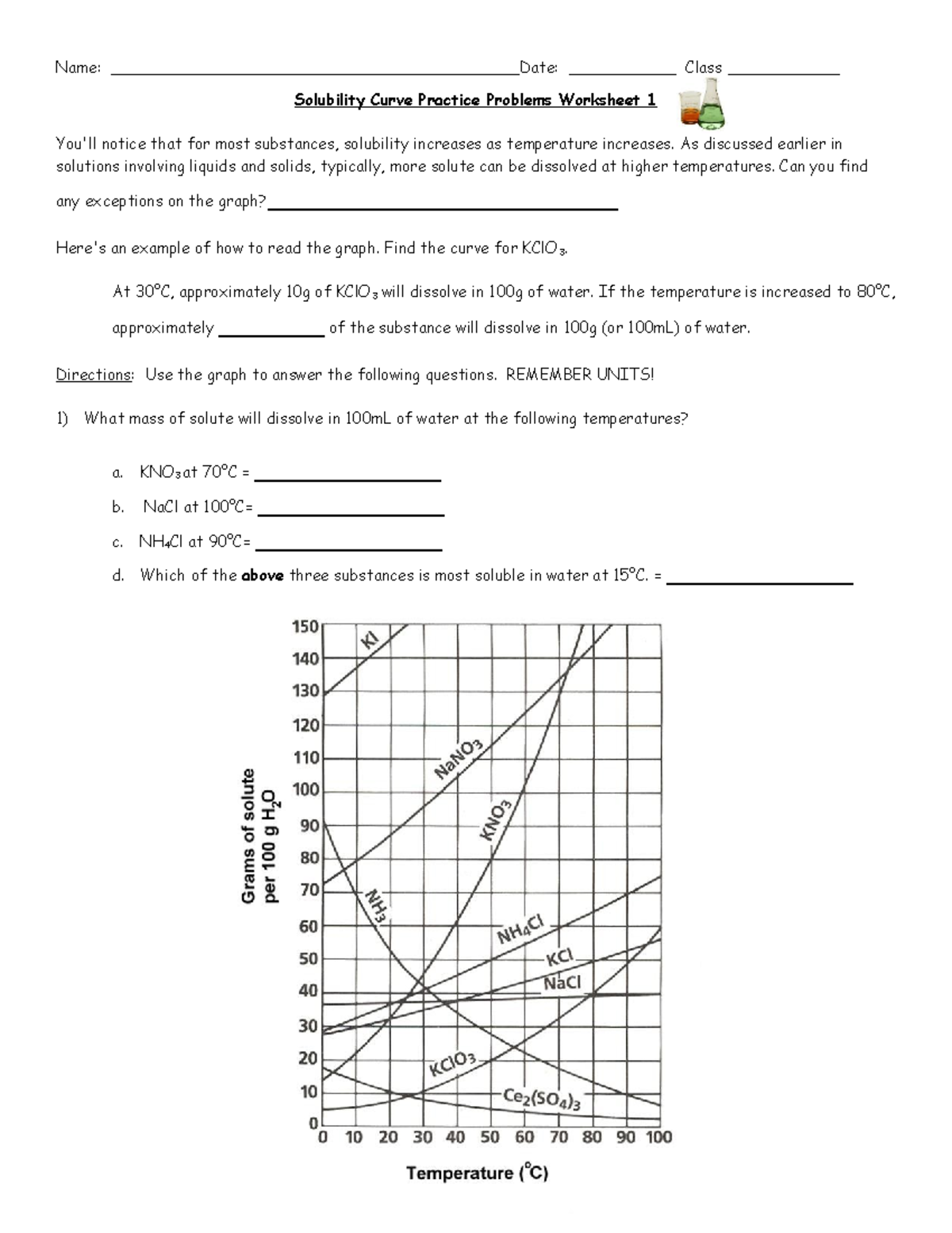 Solubility Curve Practice Problems Worksheet (Chem 101) - Studocu