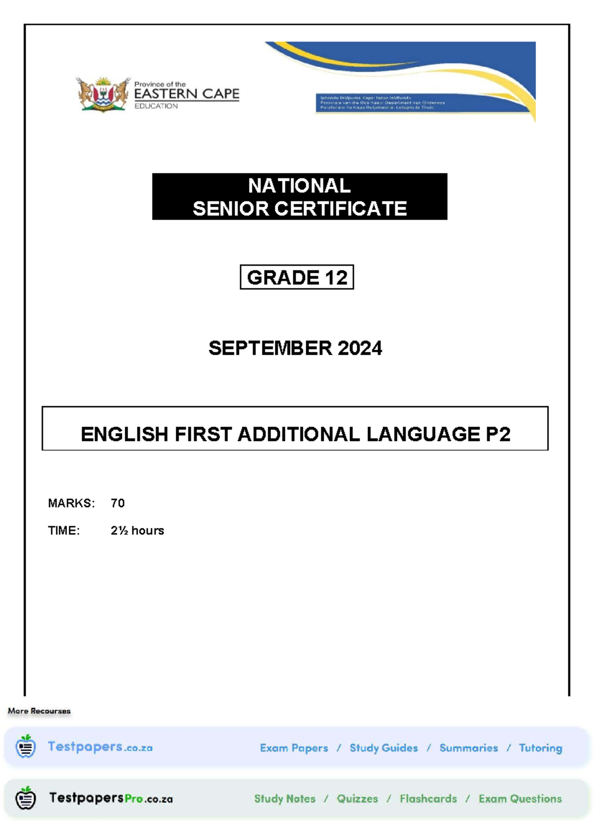 English FAL P2 September 2024 Exam Paper: Key Questions and ...