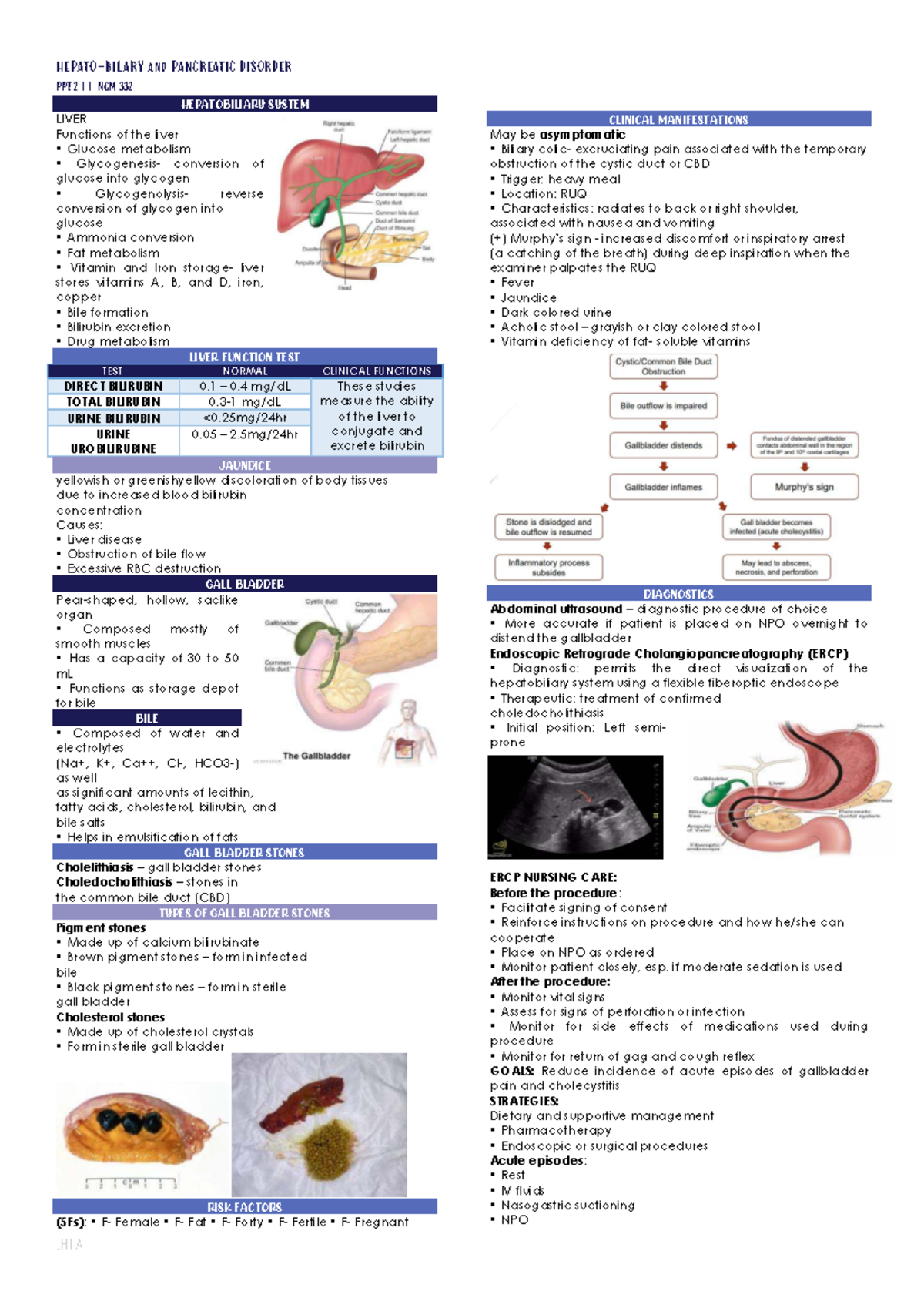 Hepatobiliary System Overview: NCM 332 Lecture Notes - Studocu