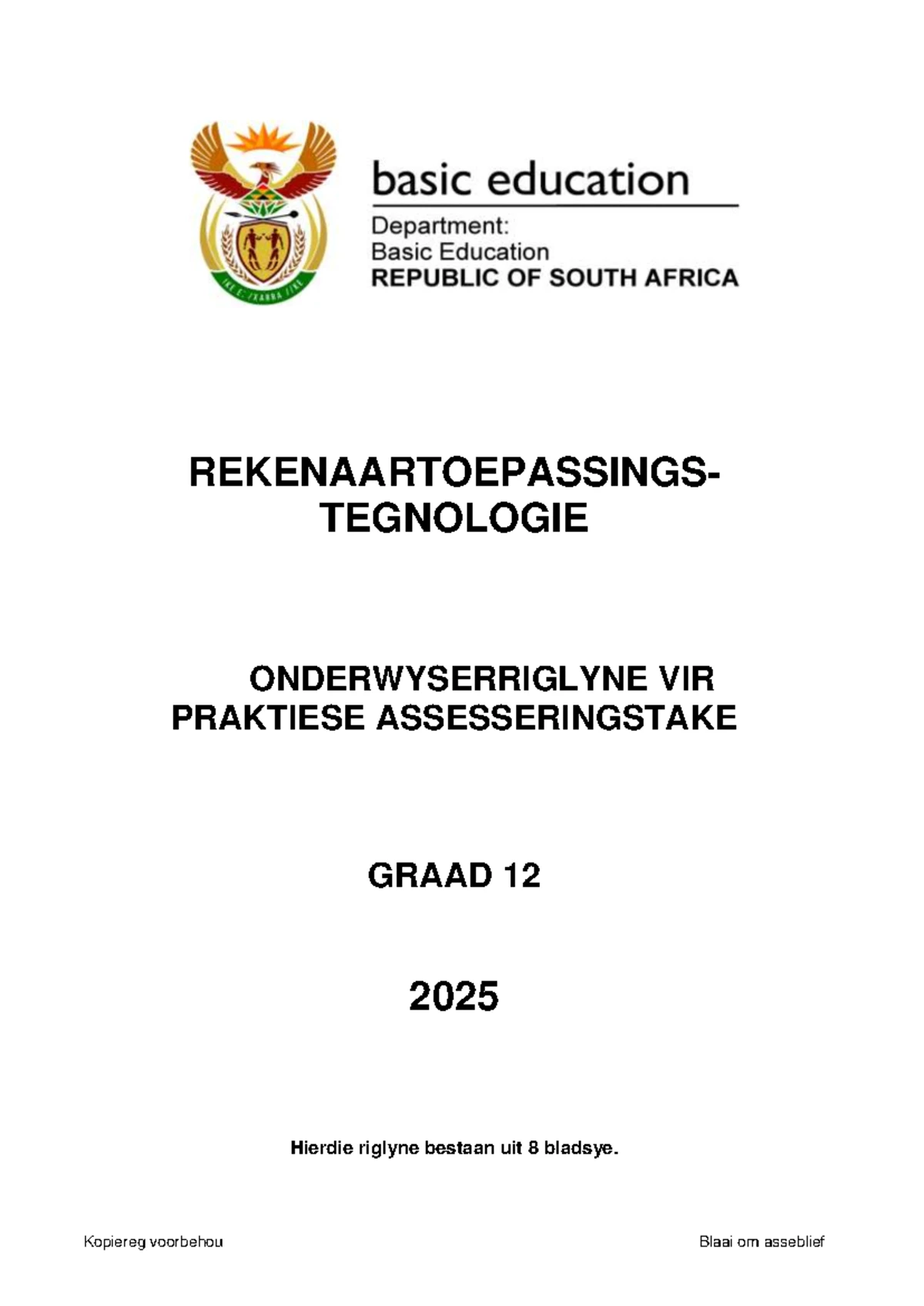 Computer Applications Technology PAT GR 12 2025 Guidelines for Learners ...
