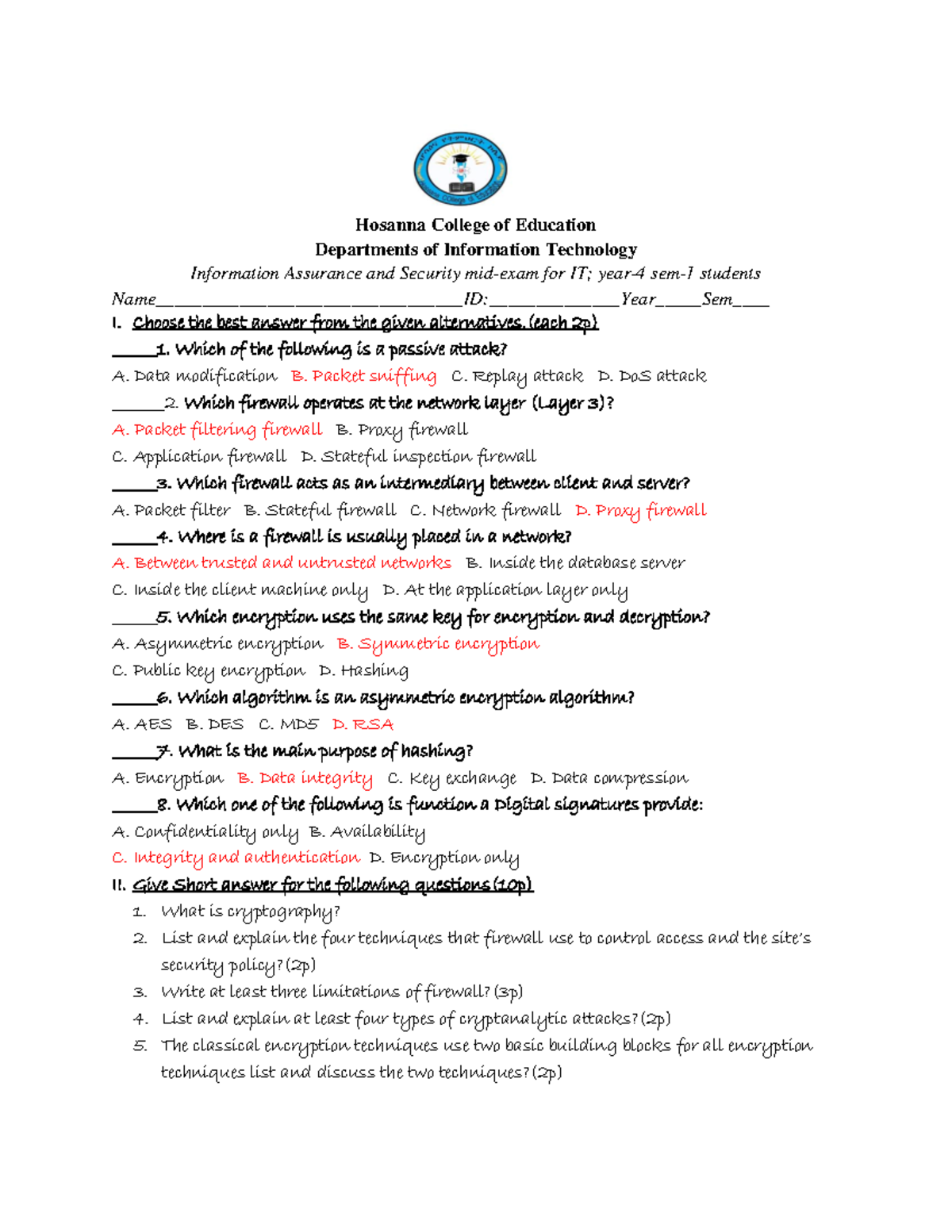 Computer Security IT 101 Midterm Exam Study Guide - Studocu