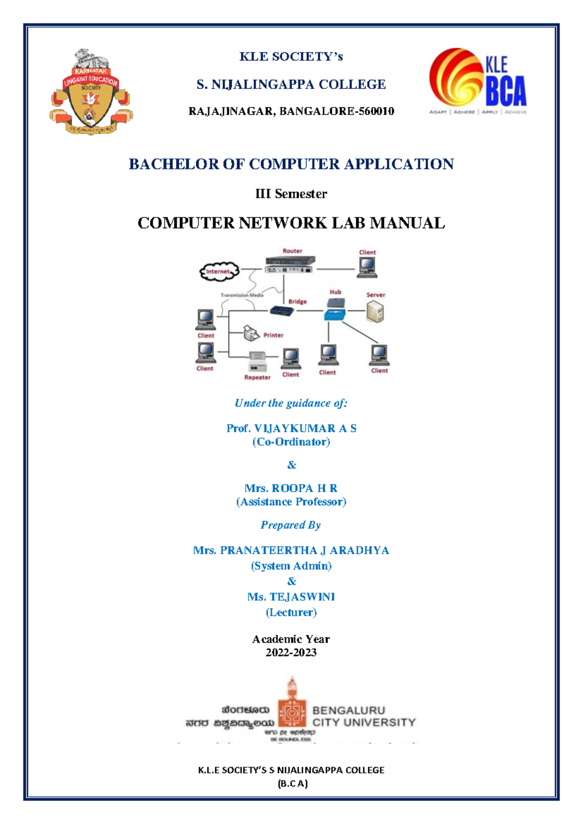 Computer Network LAB Manual (BCA) - Commands & Cable Study - Studocu
