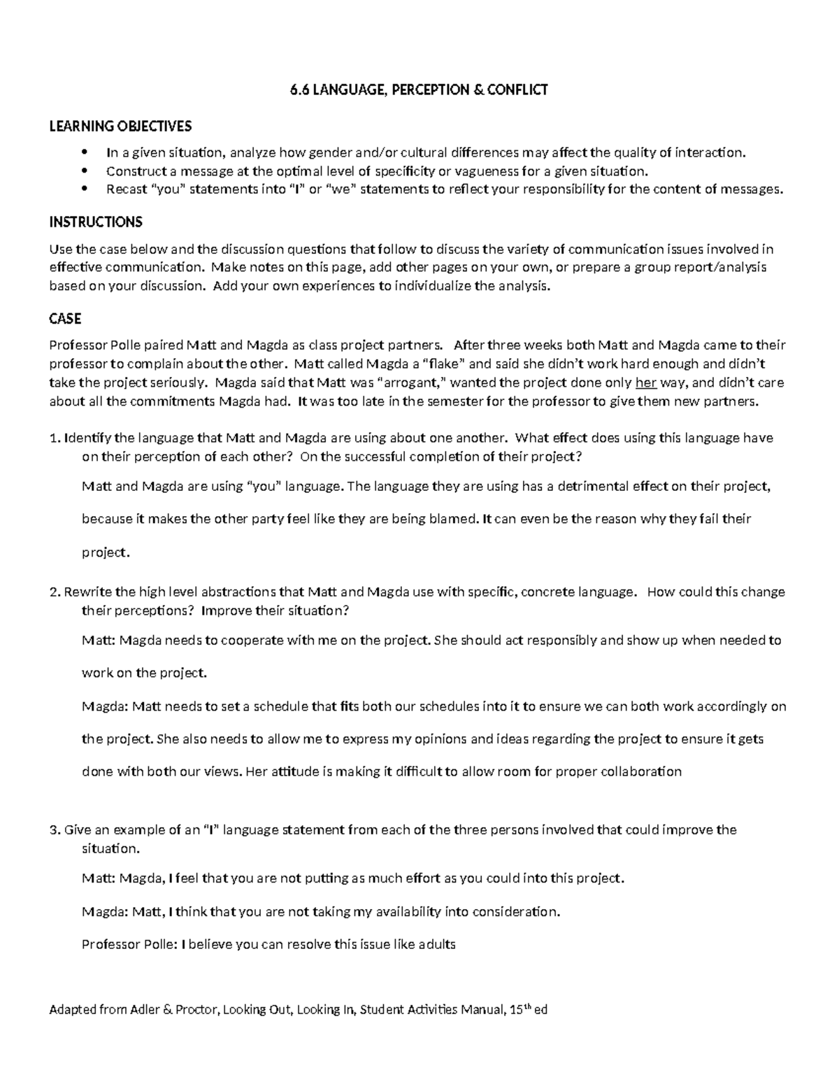 Activity 6 - 6 LANGUAGE, PERCEPTION & CONFLICT LEARNING OBJECTIVES In a ...