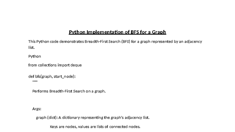 Python BFS Implementation for Graph Traversal - Prac AI - Studocu