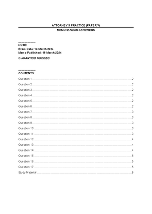 [Solved] BWE1501 exam multiple choice questions - Law (bwe1501) - Studocu