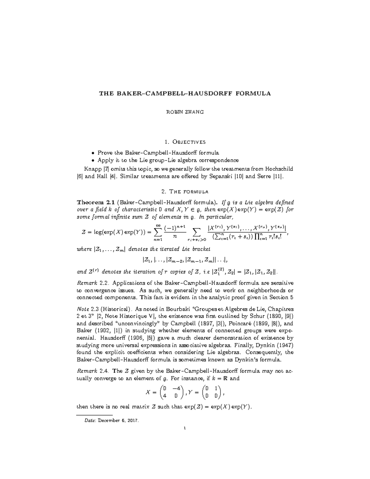 BCH Formula and Applications in Lie Algebra Correspondence - Studocu