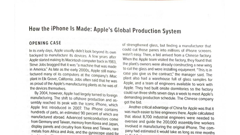 Case Studies on Global Production Systems: iPhone & Beyond (BUS 101 ...