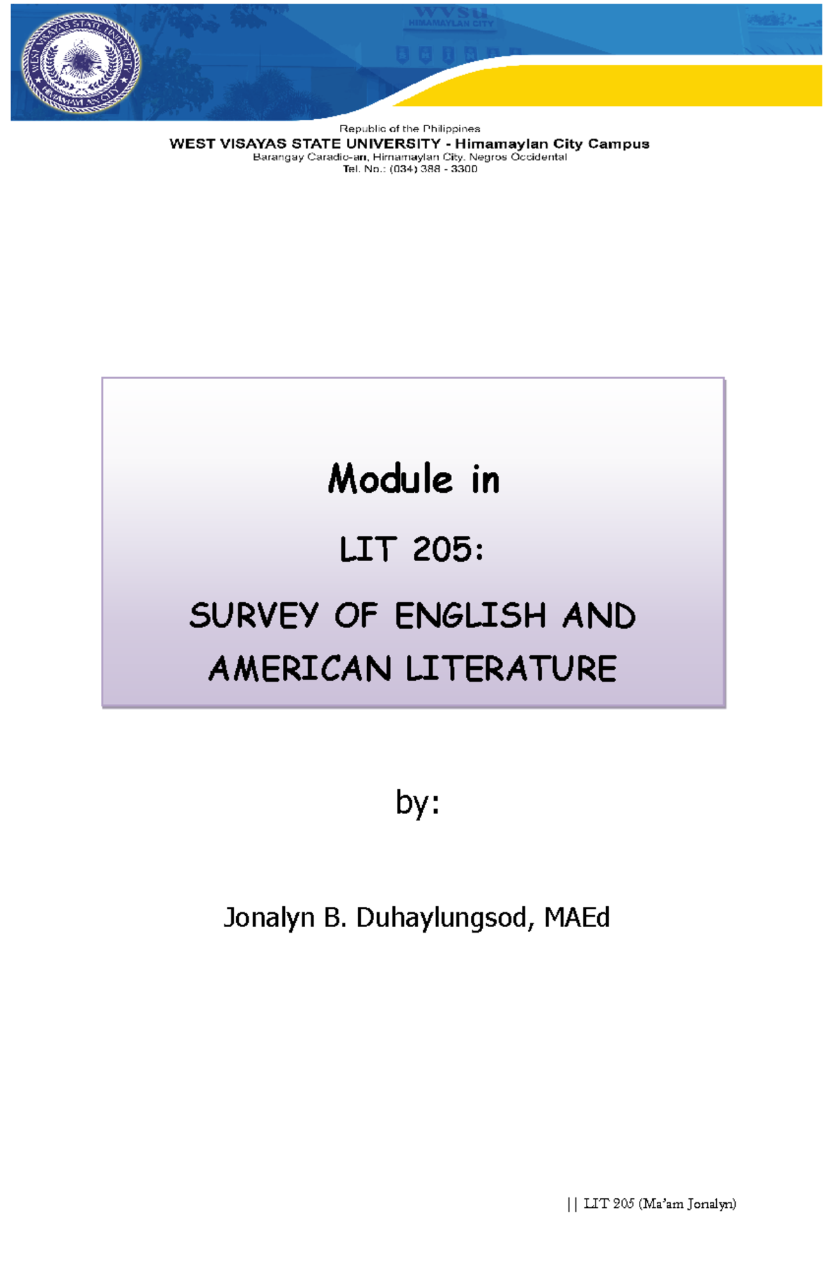 LIT 205: Final Exam Notes on Survey of English & American Literature ...
