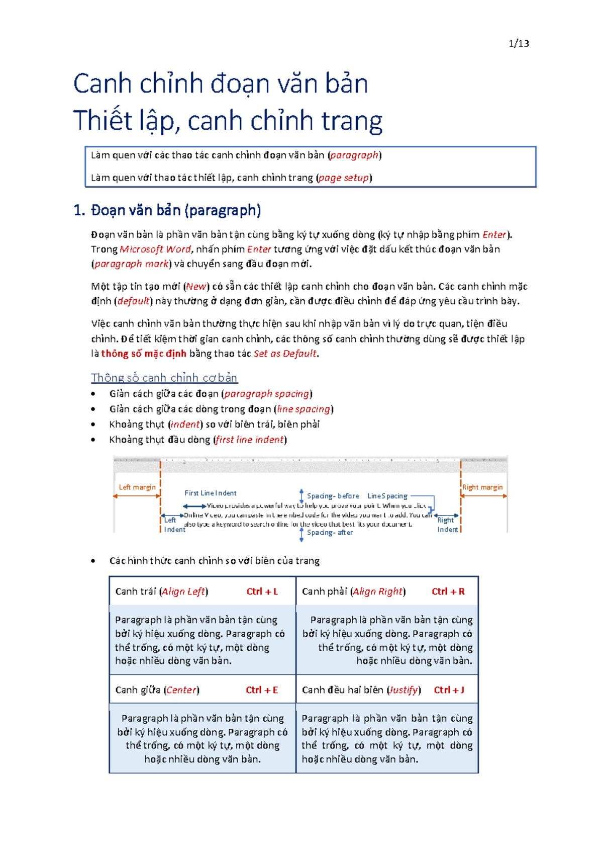 Word 03: Hướng Dẫn Canh Chỉnh Đoạn Văn Bản và Trang - Studocu