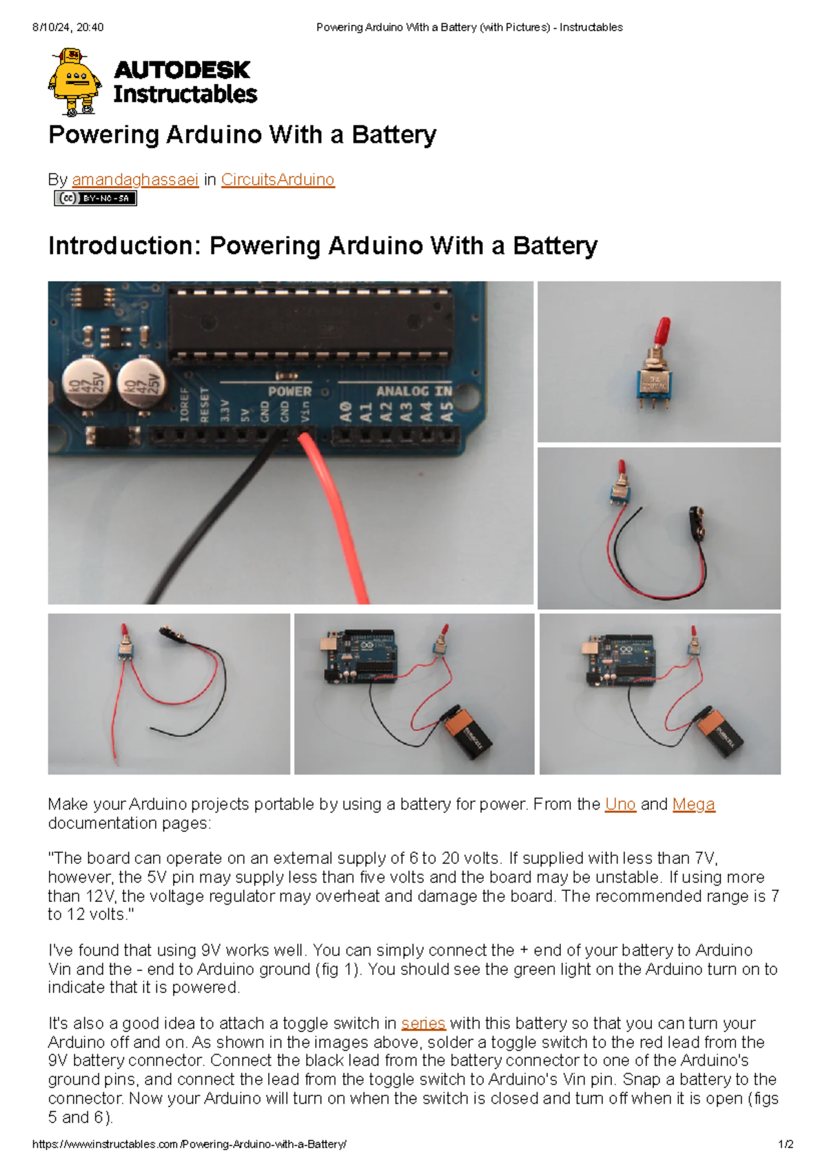 Powering Arduino Uno & Mega with a Battery: A Guide for DIY Projects - Studocu