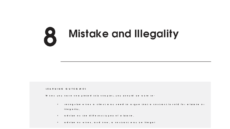 Contract Law Chapter 08: Mistakes and Illegality (2526) - Studocu