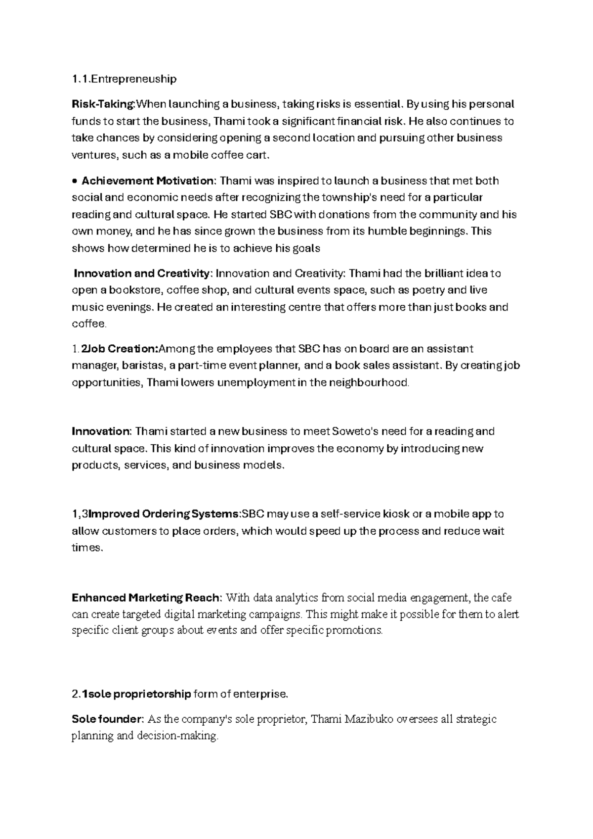 BMAN121 Assignment 2: Entrepreneurship Case Study on SBC - Studocu