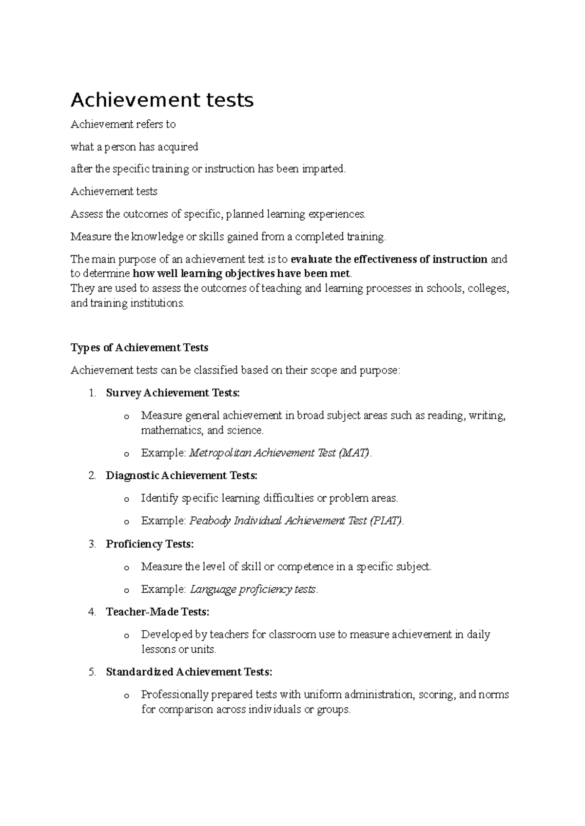 Achievement Tests: Understanding Types, Applications, and Key ...