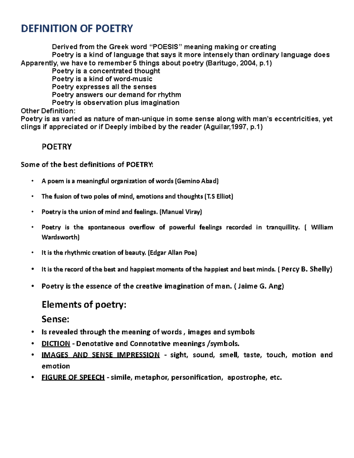 Lesson-3- Drama-AND- Poetry - DEFINITION OF POETRY Derived from the ...