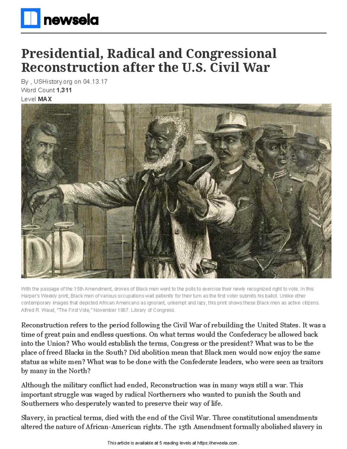 Reconstruction Era: Presidential, Radical, and Congressional Changes ...