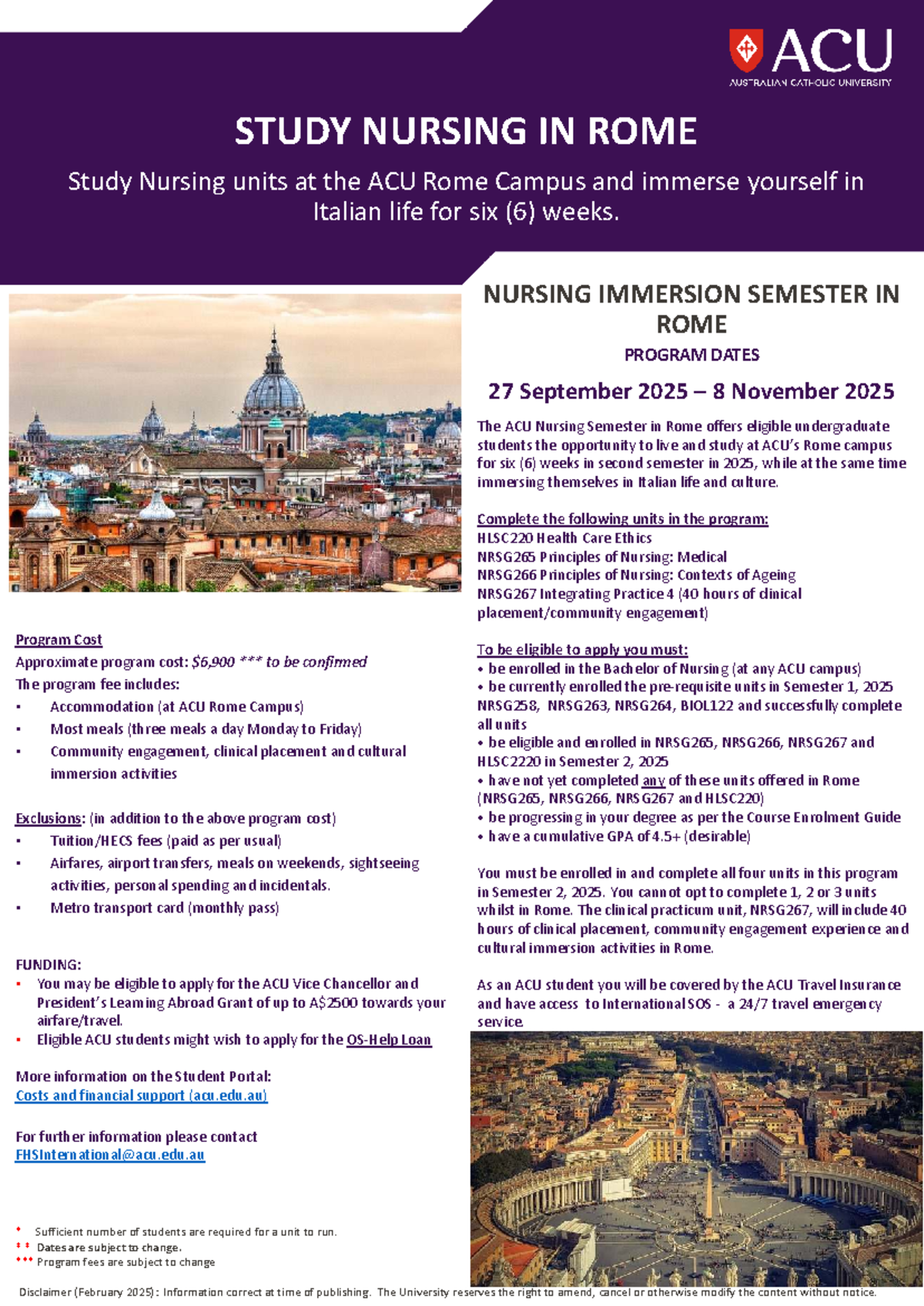 Nursing Immersion Semester in Rome: Program Details and Requirements ...