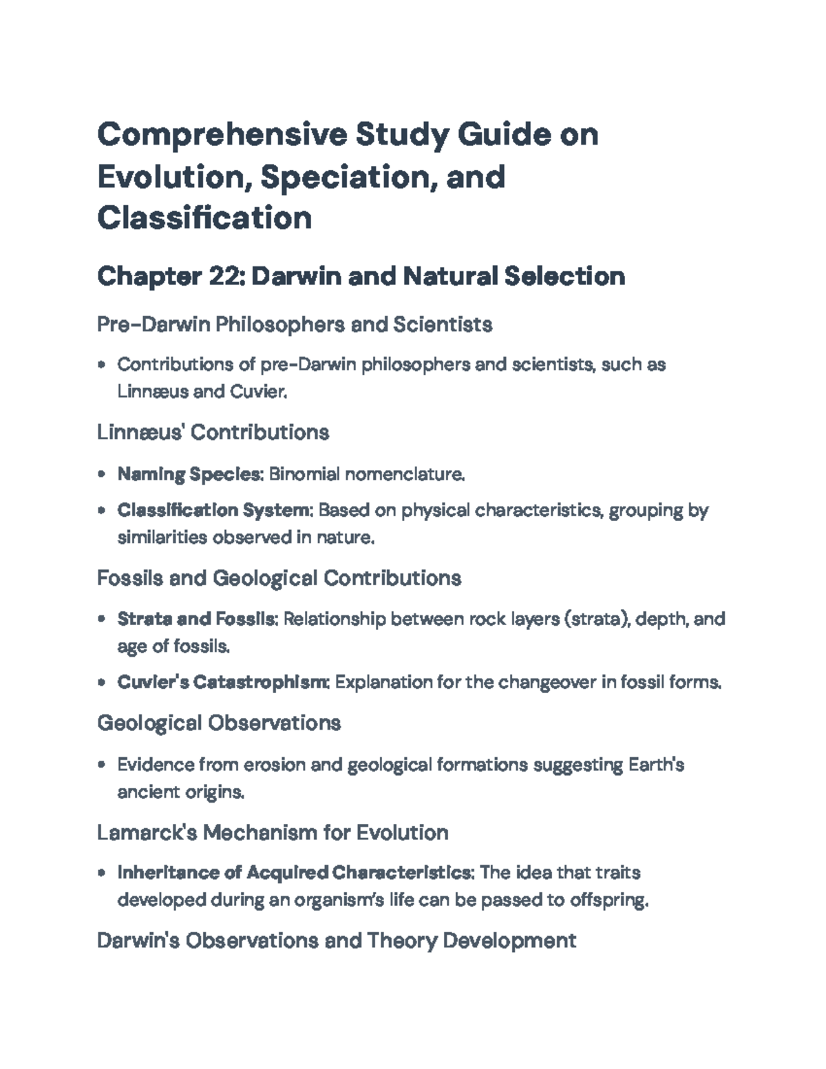 Comprehensive Study Guide: Evolution, Speciation, and Classification ...