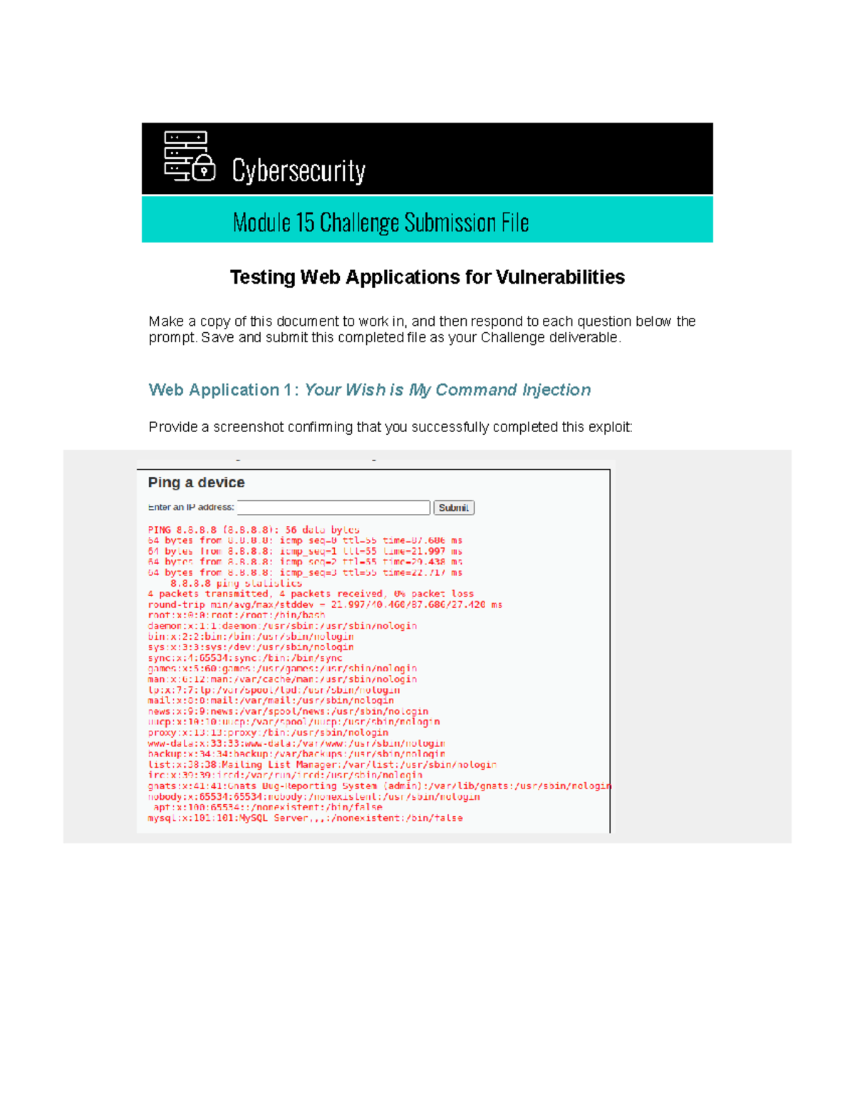 M15 Cybersecurity Challenge: Testing Web App Vulnerabilities and ...