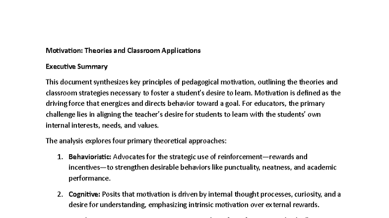 7. Motivation: Theories and Classroom Applications in Education - Studocu