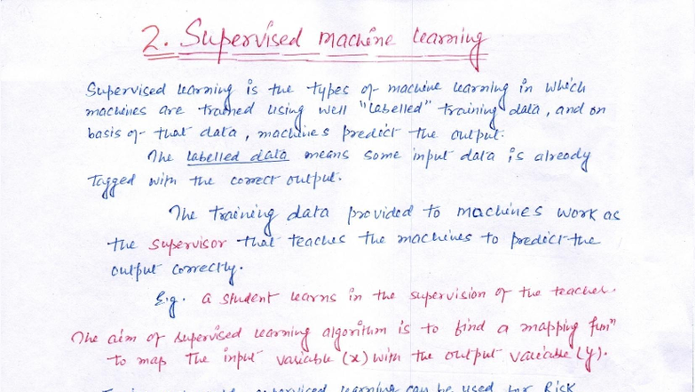 2. Supervised Machine Learning: Concepts and Applications - Studocu